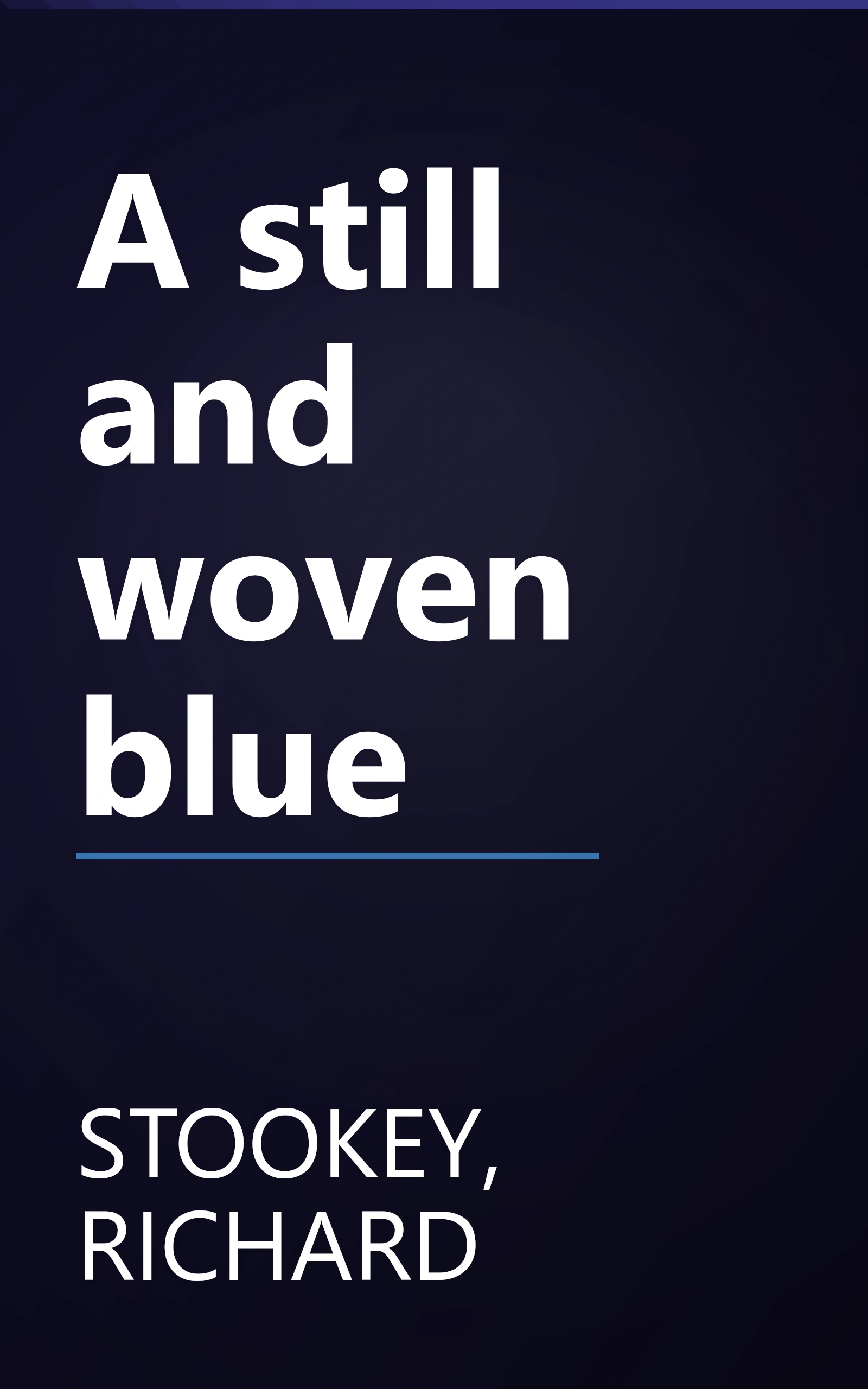 A still and woven blue book cover