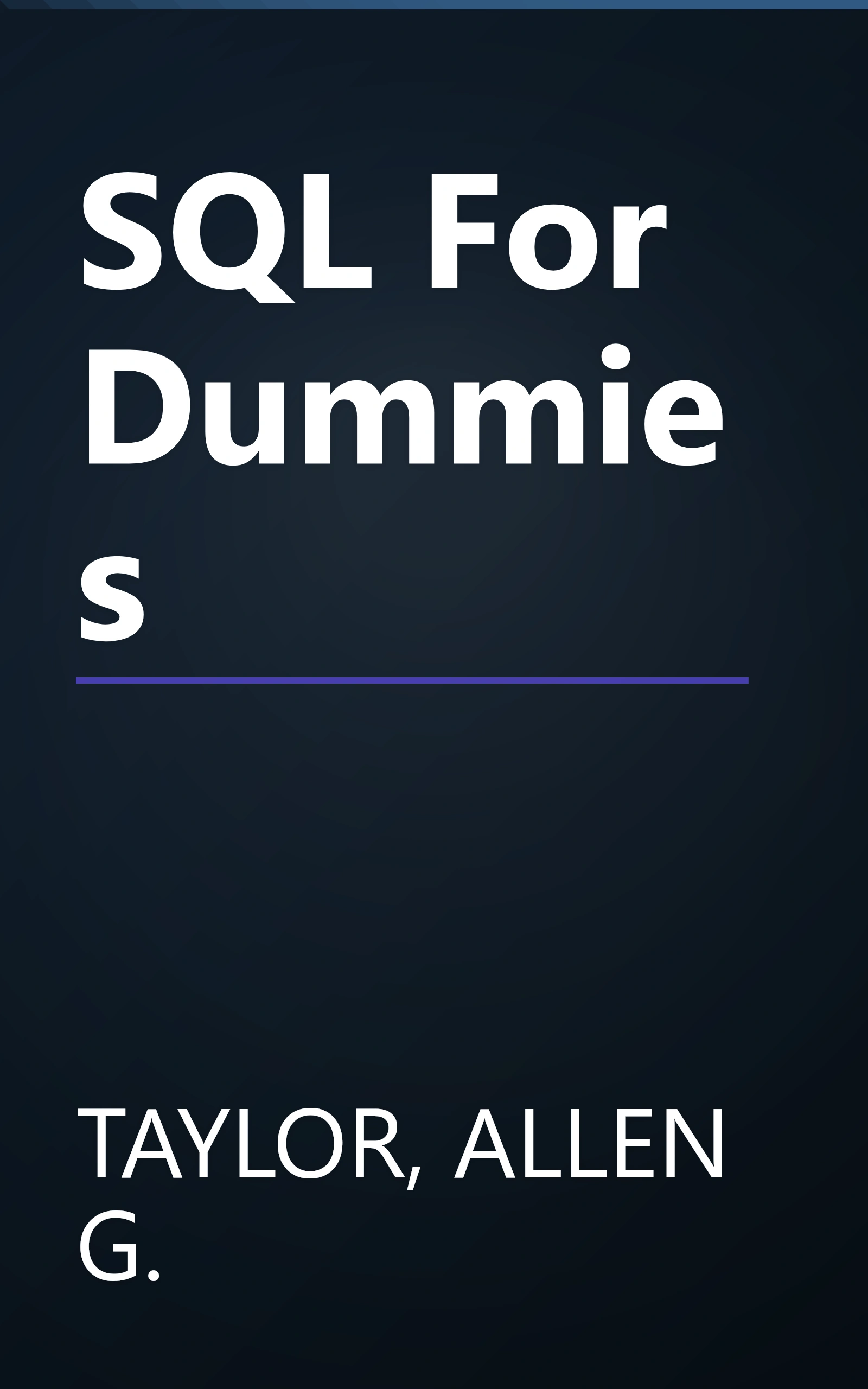 SQL For Dummies book cover