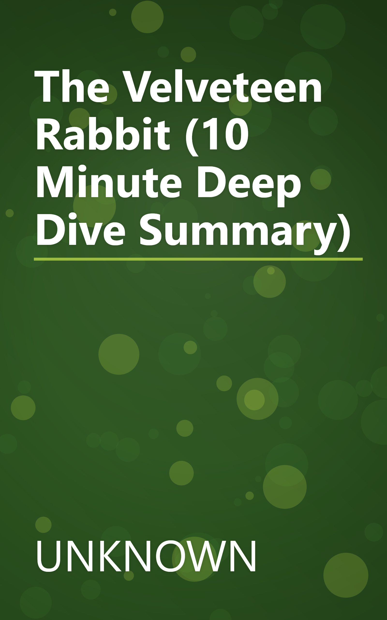 The Velveteen Rabbit (10 Minute   Deep Dive Summary) book cover