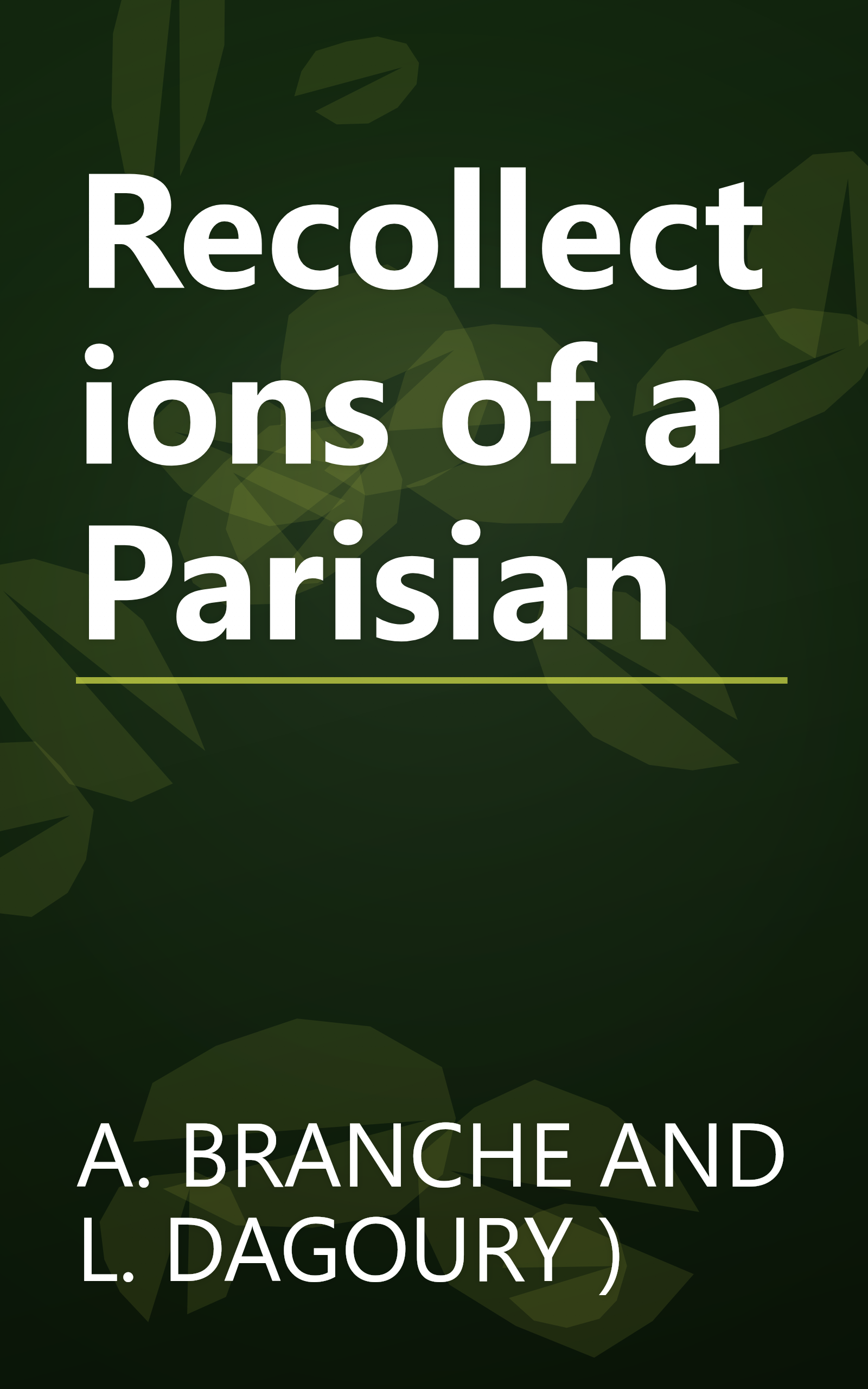 Recollections of a Parisian book cover