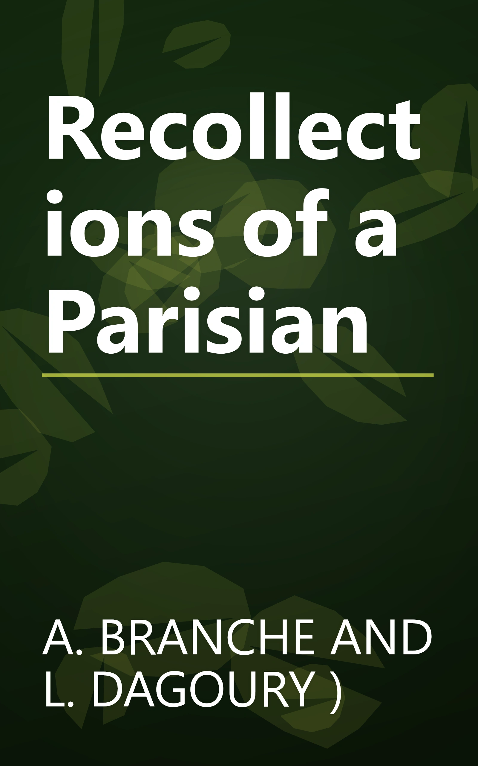 Recollections of a Parisian book cover