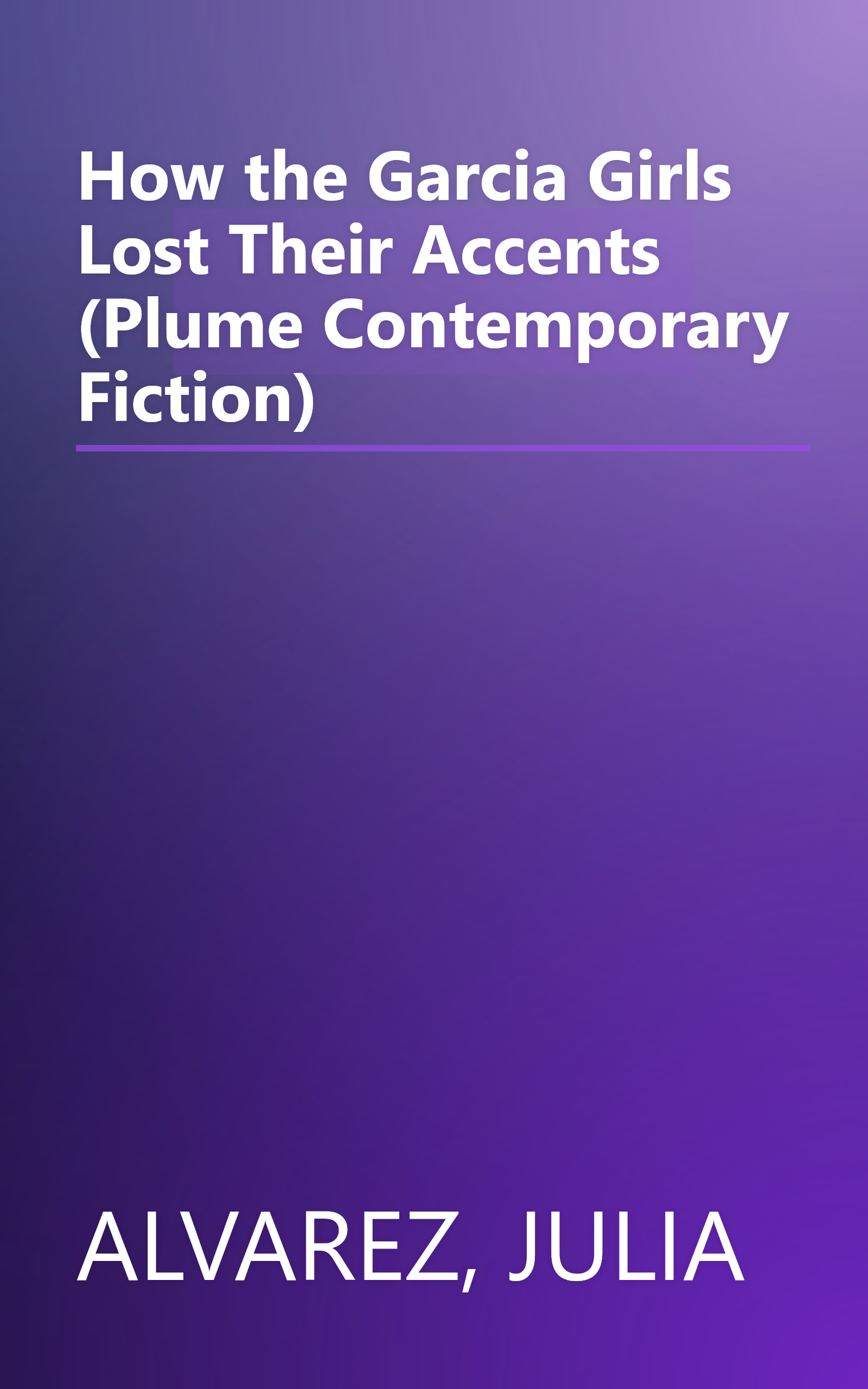 How the Garcia Girls Lost Their Accents (Plume Contemporary Fiction) book cover