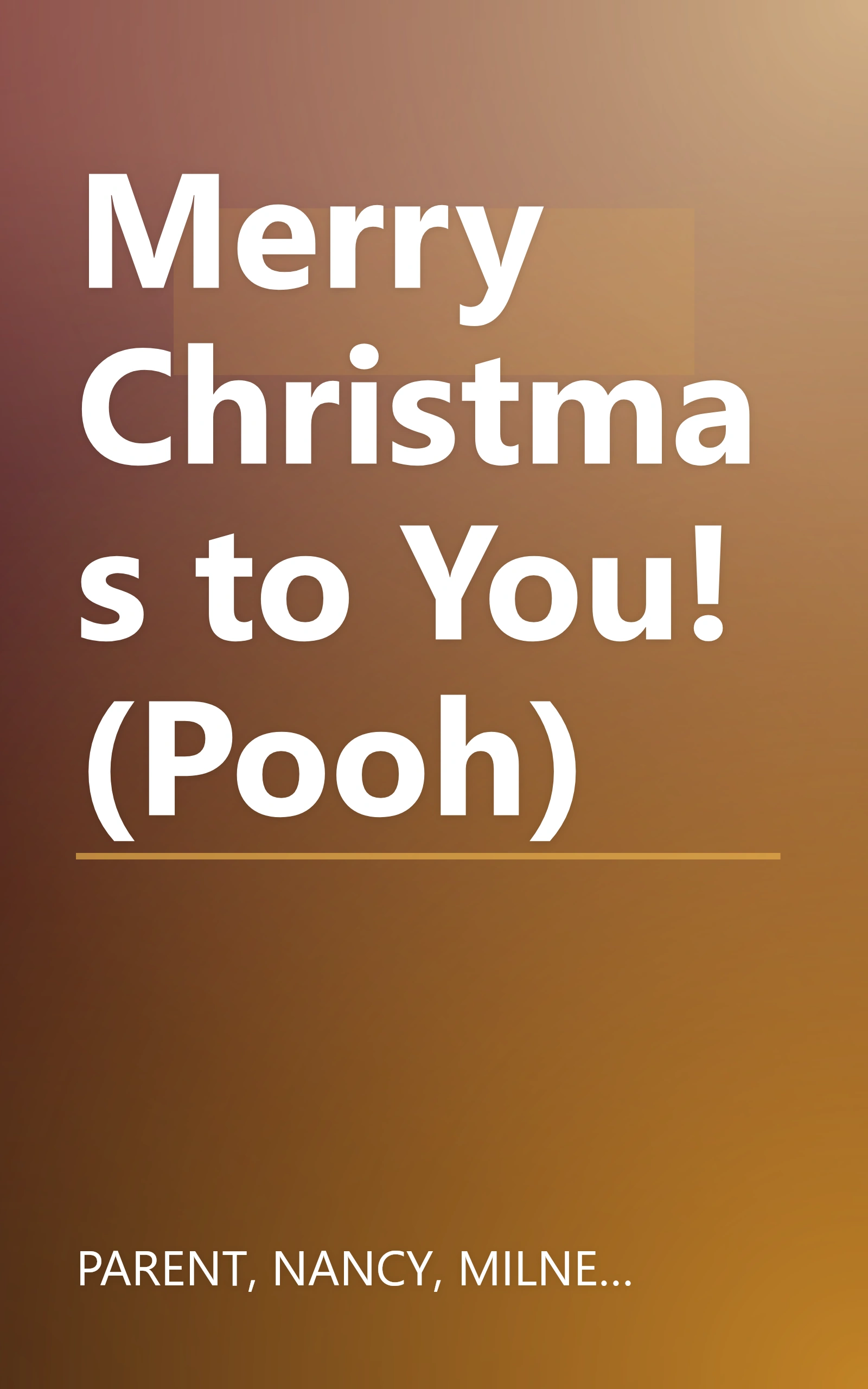 Merry Christmas to You! (Pooh) book cover