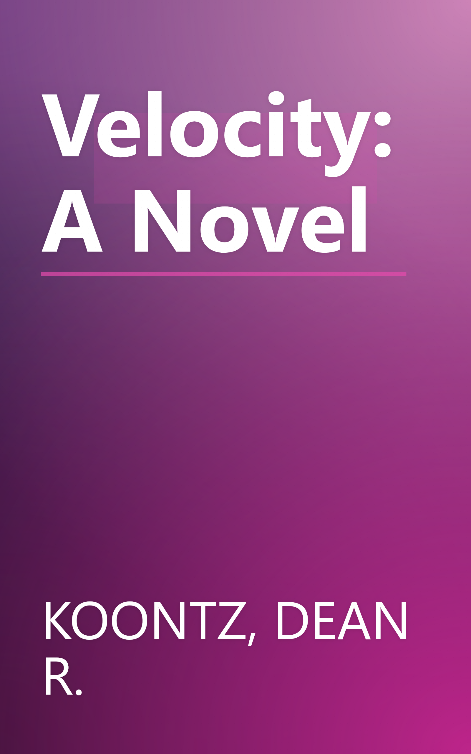 Velocity: A Novel book cover