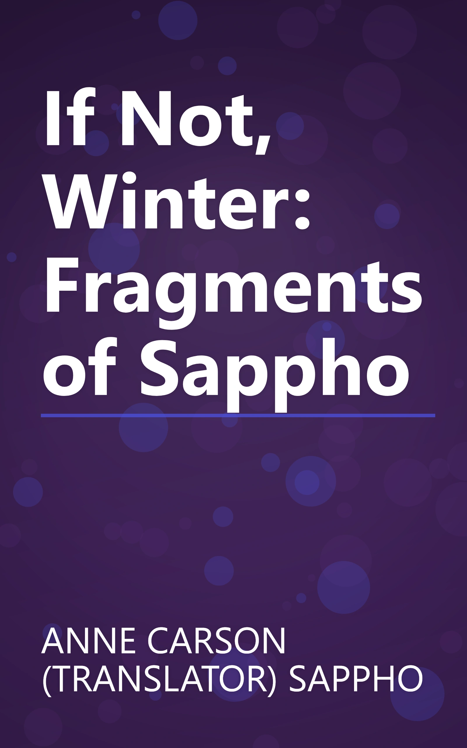 If Not, Winter: Fragments of Sappho book cover