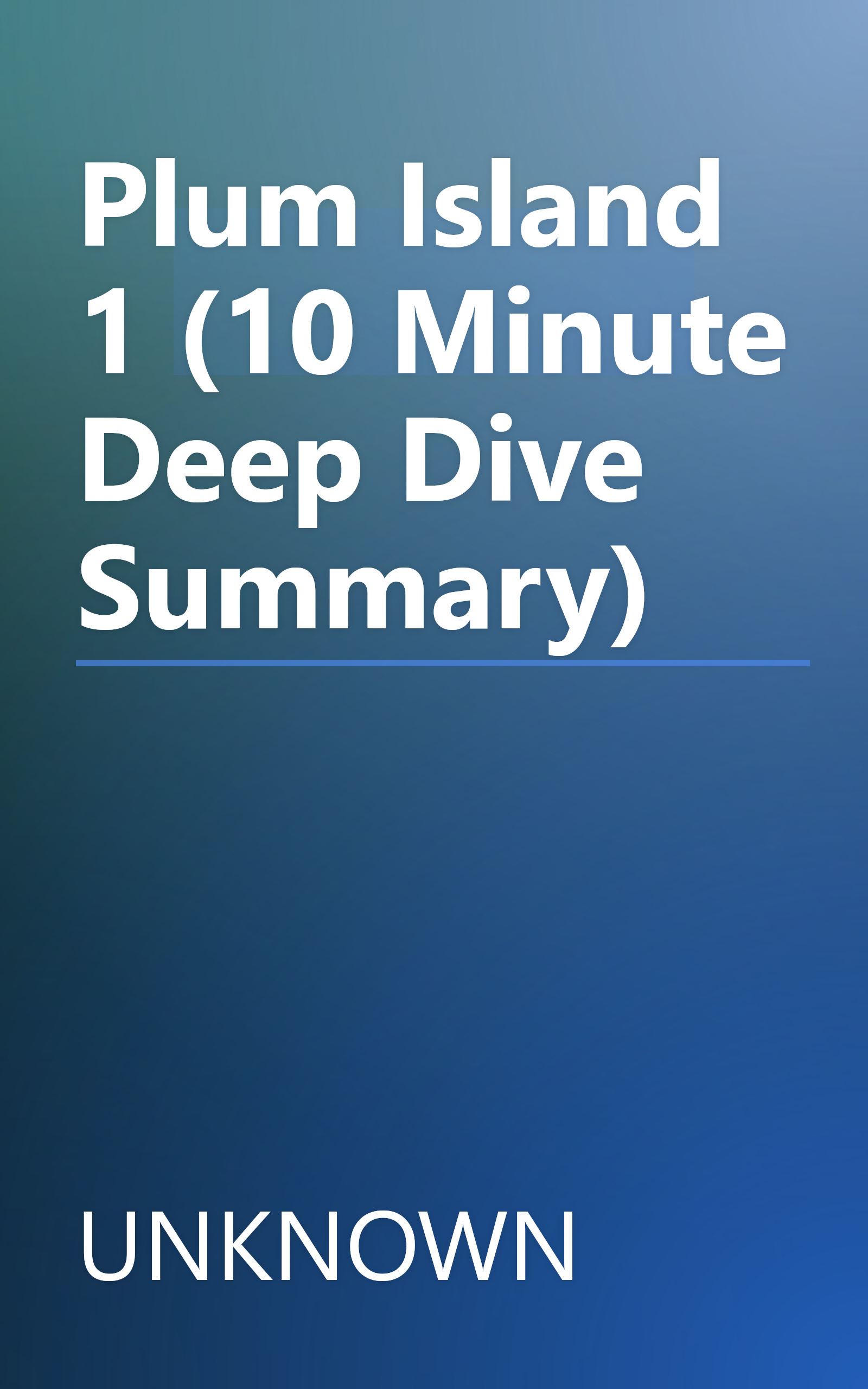 Plum Island 1 (10 Minute   Deep Dive Summary) book cover