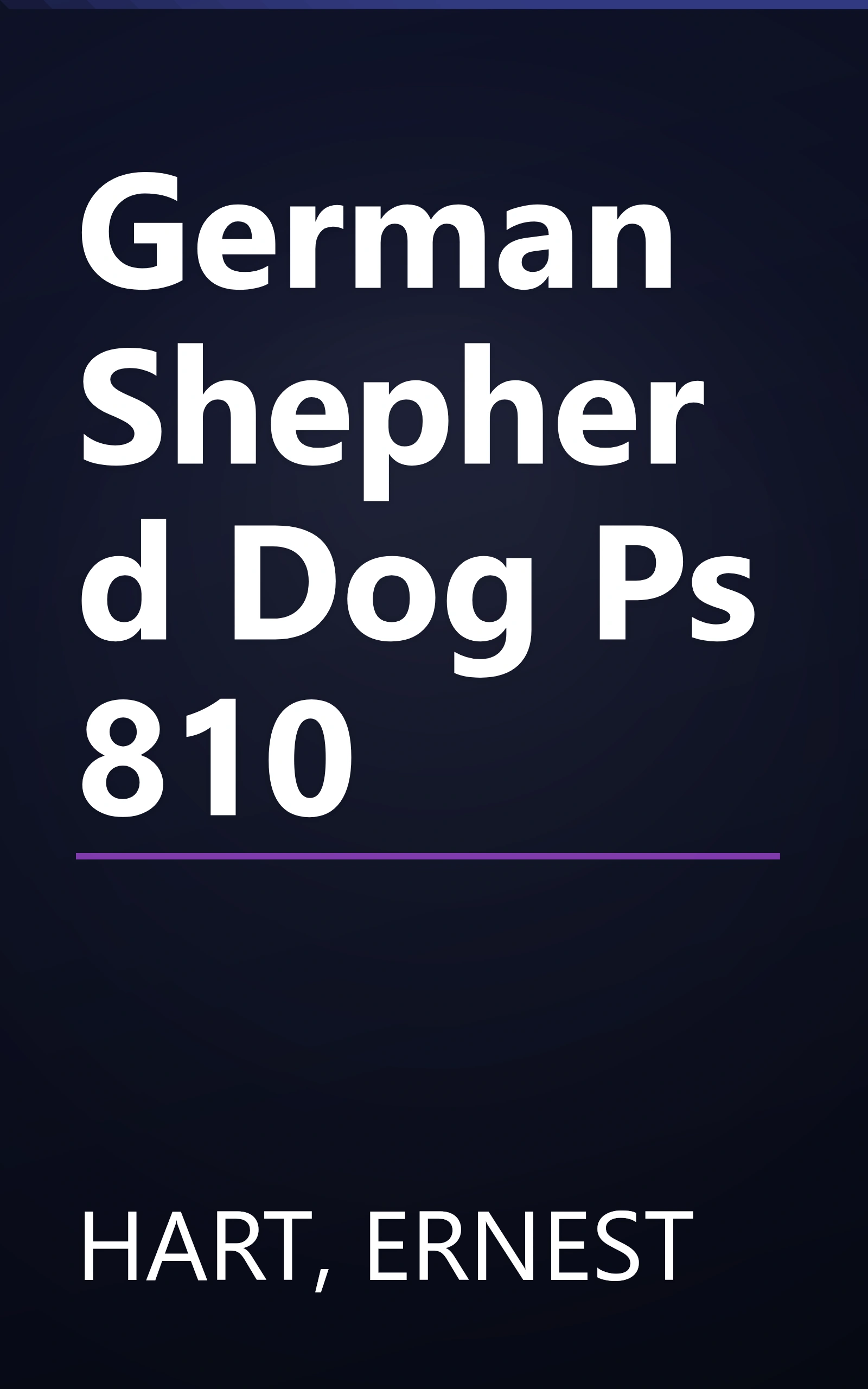 German Shepherd Dog Ps 810 book cover