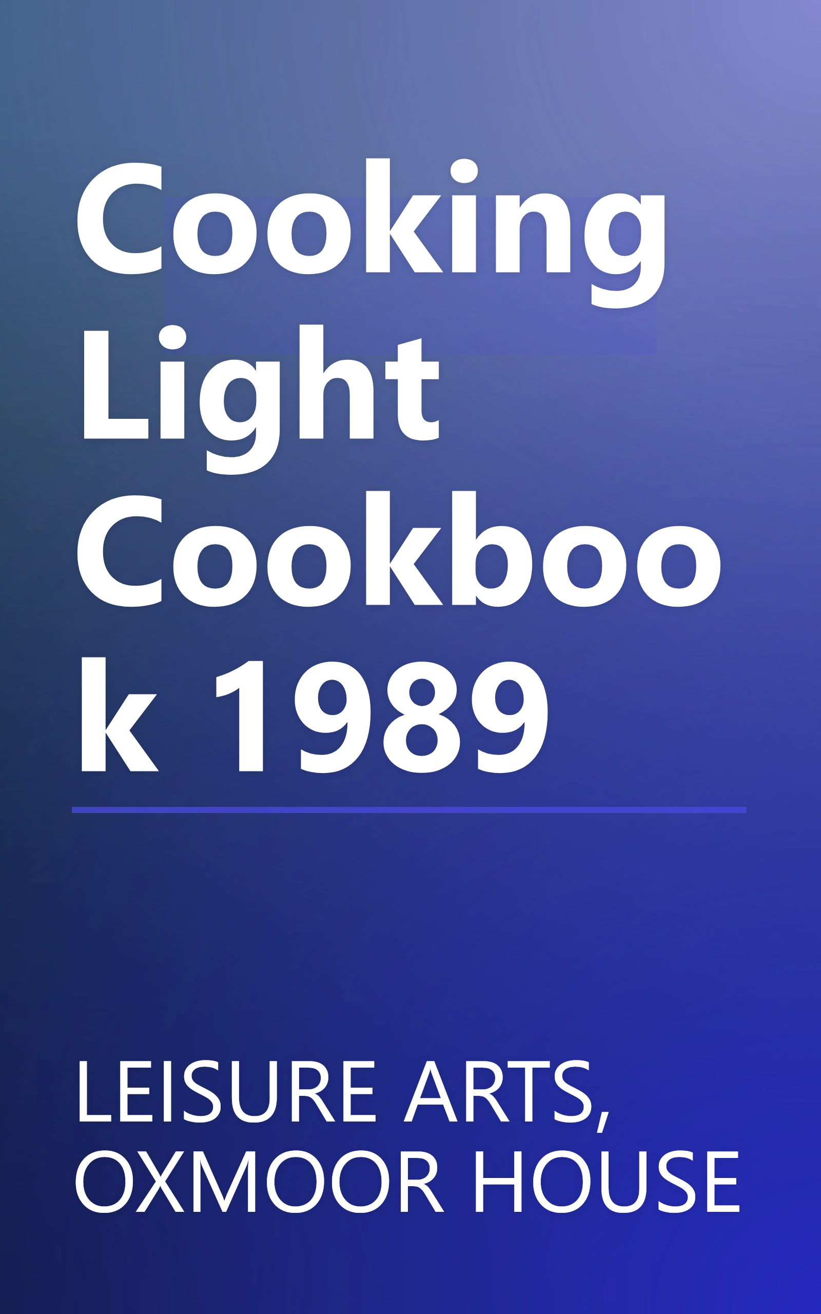 Cooking Light Cookbook 1989 book cover