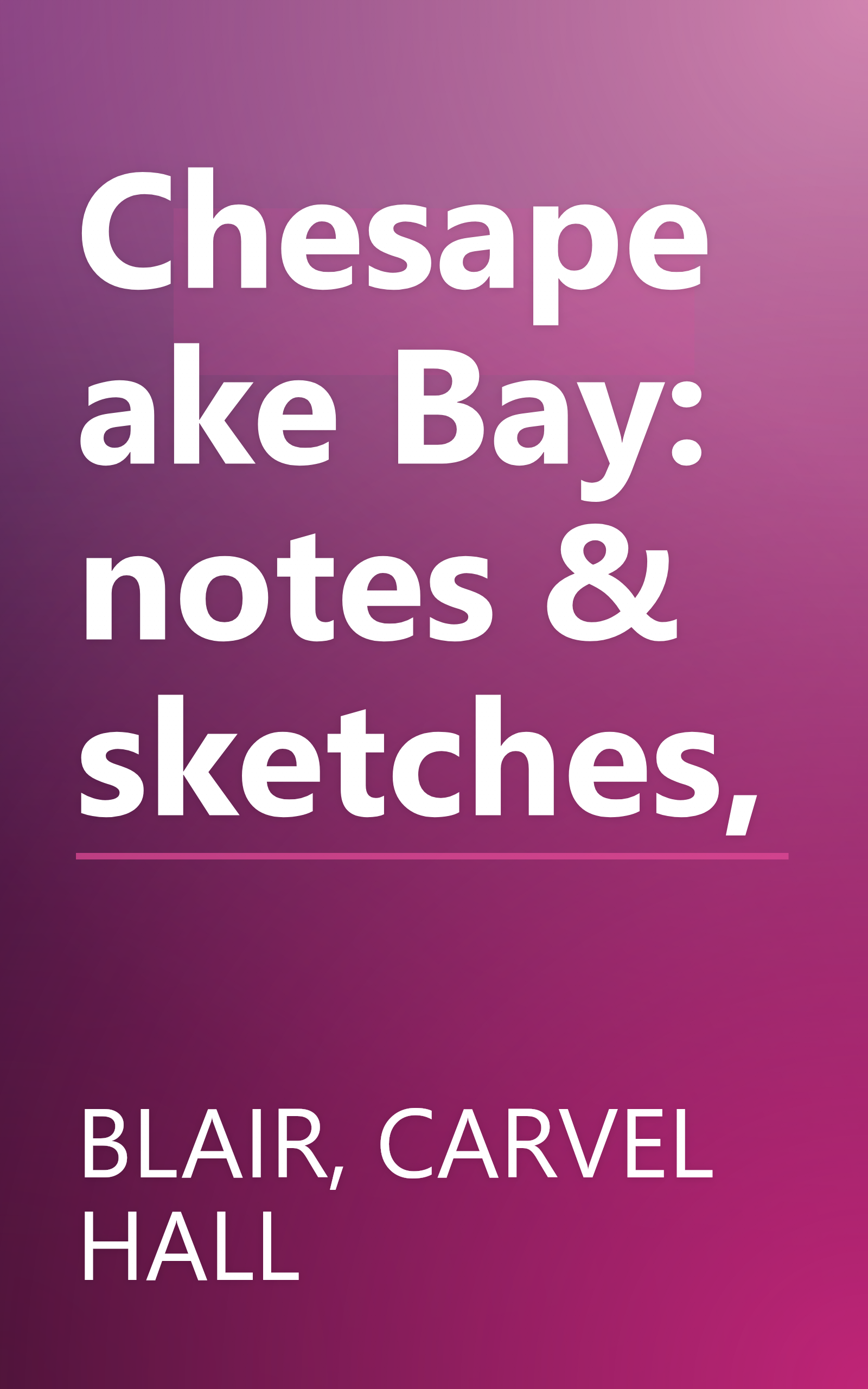 Chesapeake Bay: notes & sketches, book cover
