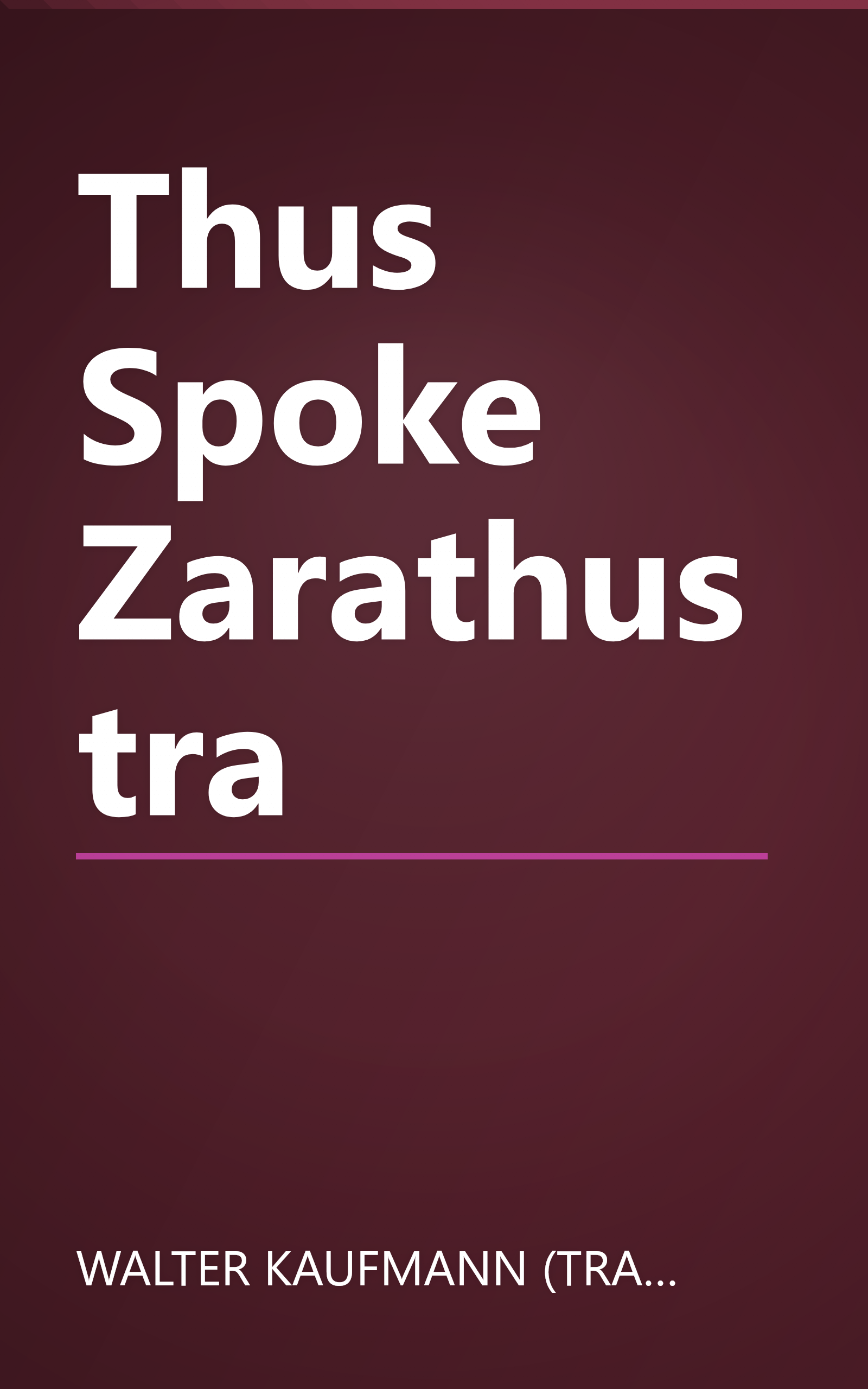 Thus Spoke Zarathustra book cover