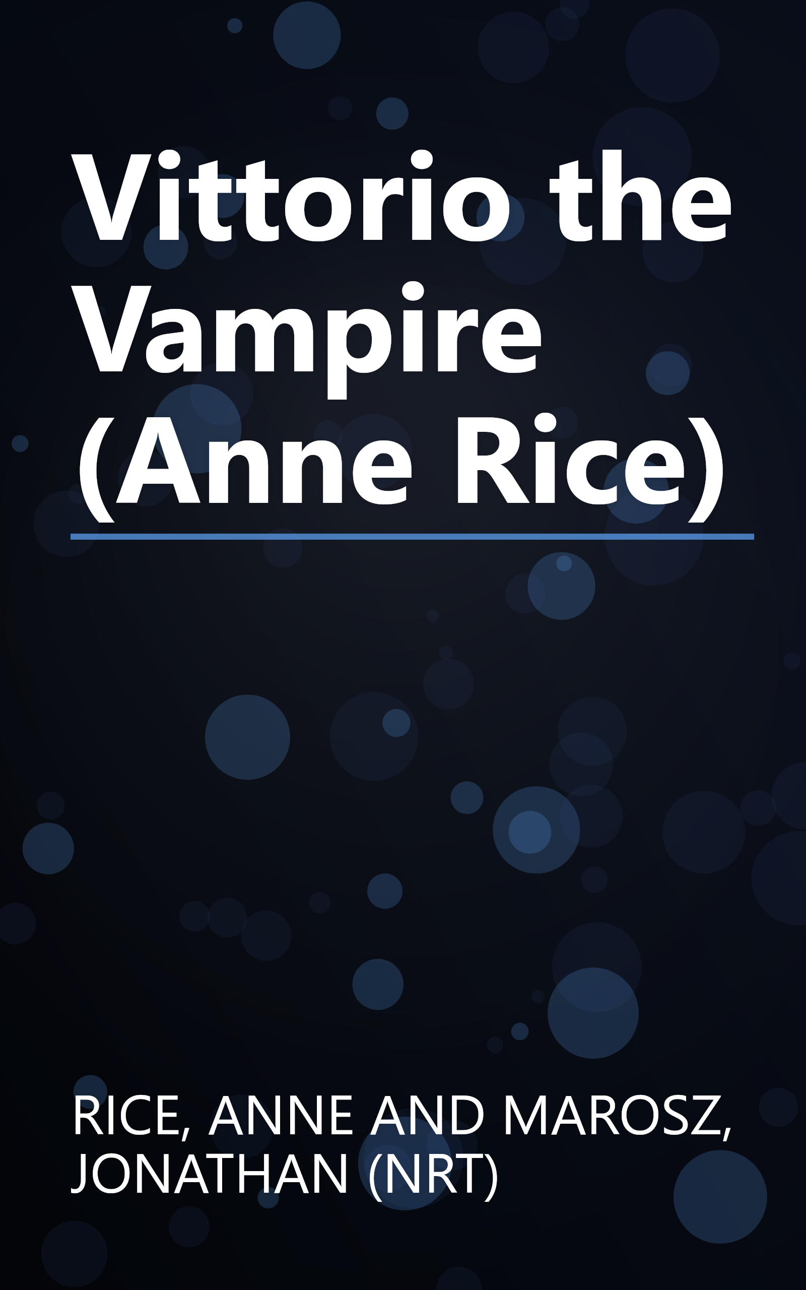 Vittorio the Vampire (Anne Rice) book cover