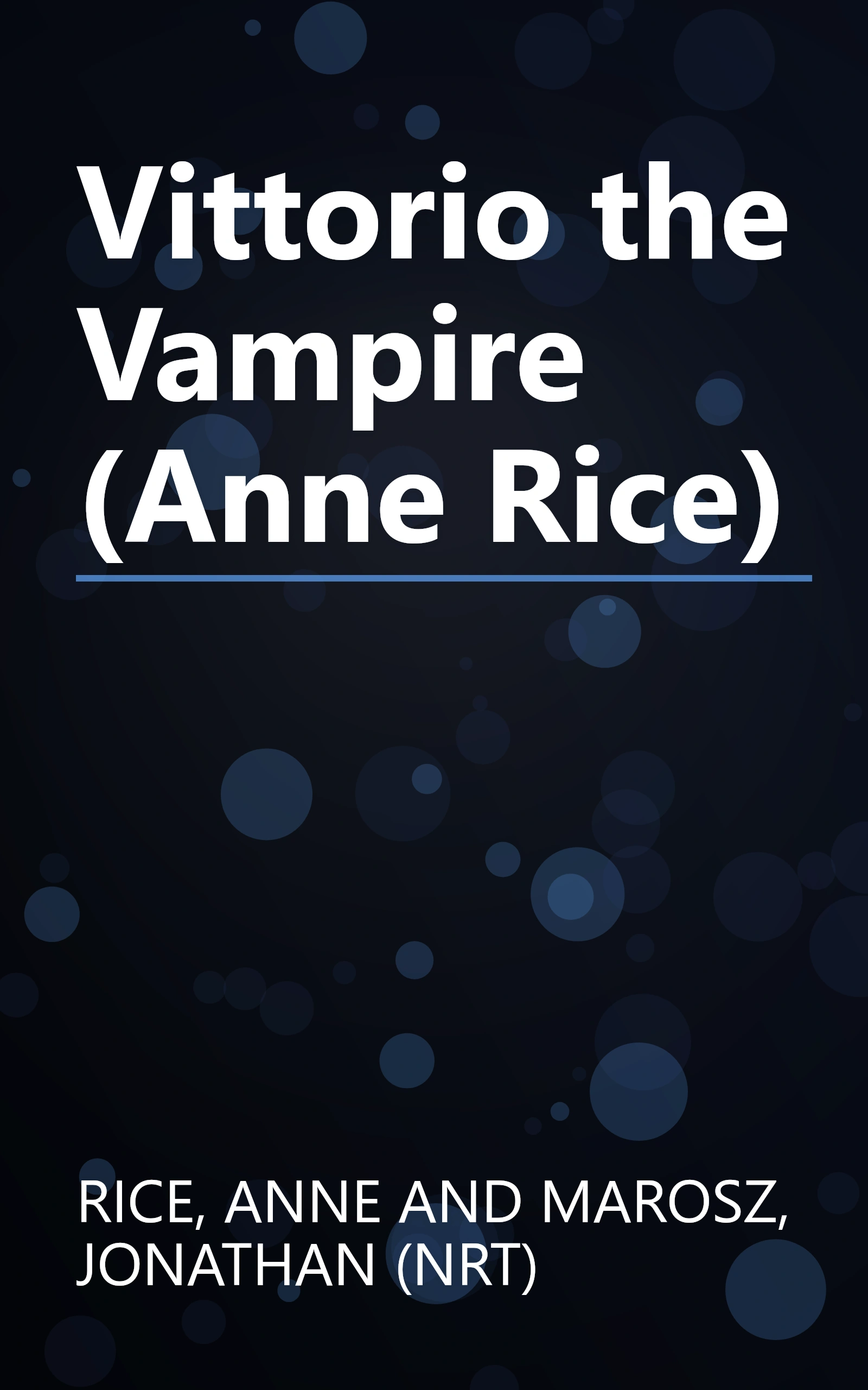 Vittorio the Vampire (Anne Rice) book cover