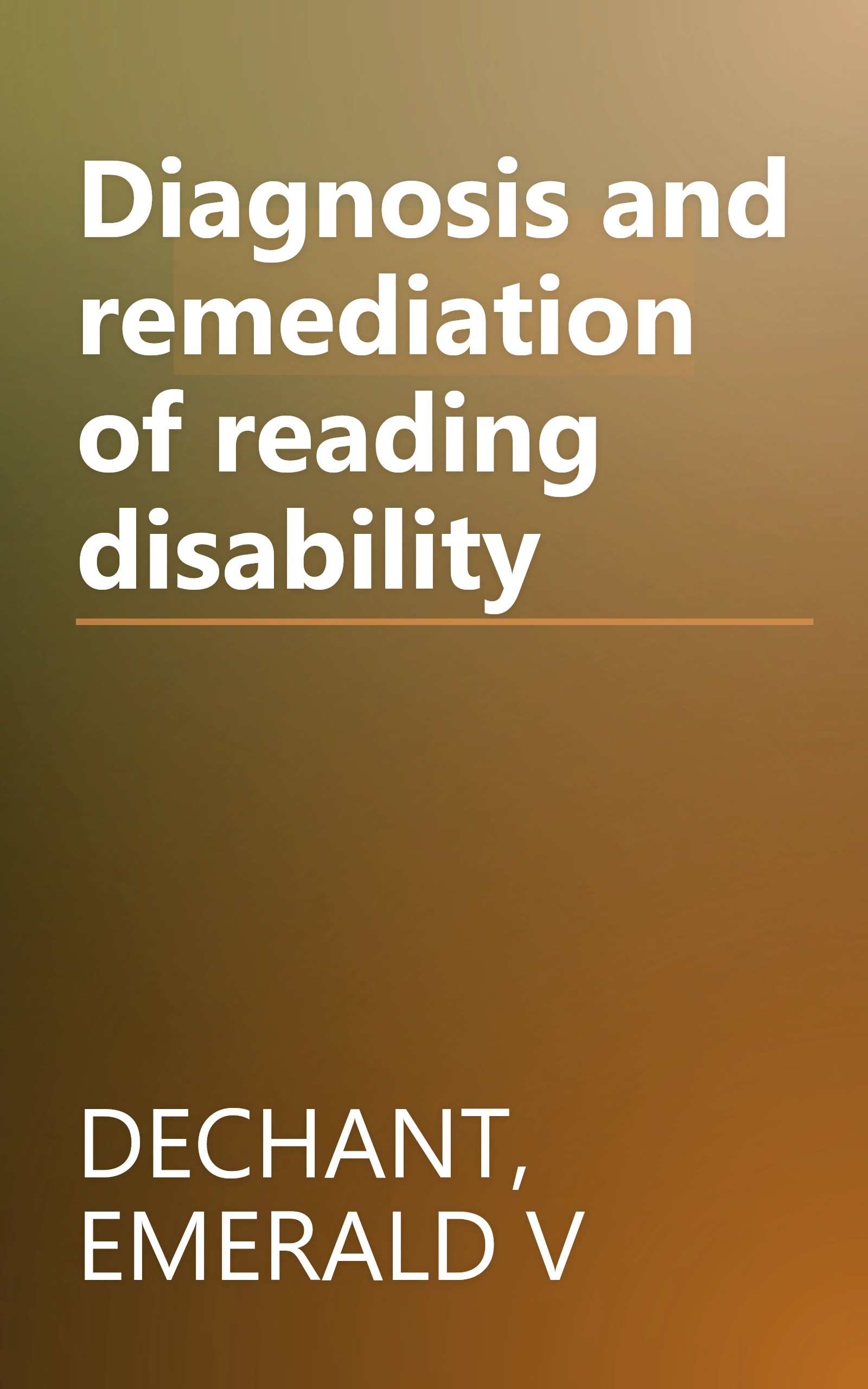 Diagnosis and remediation of reading disability book cover