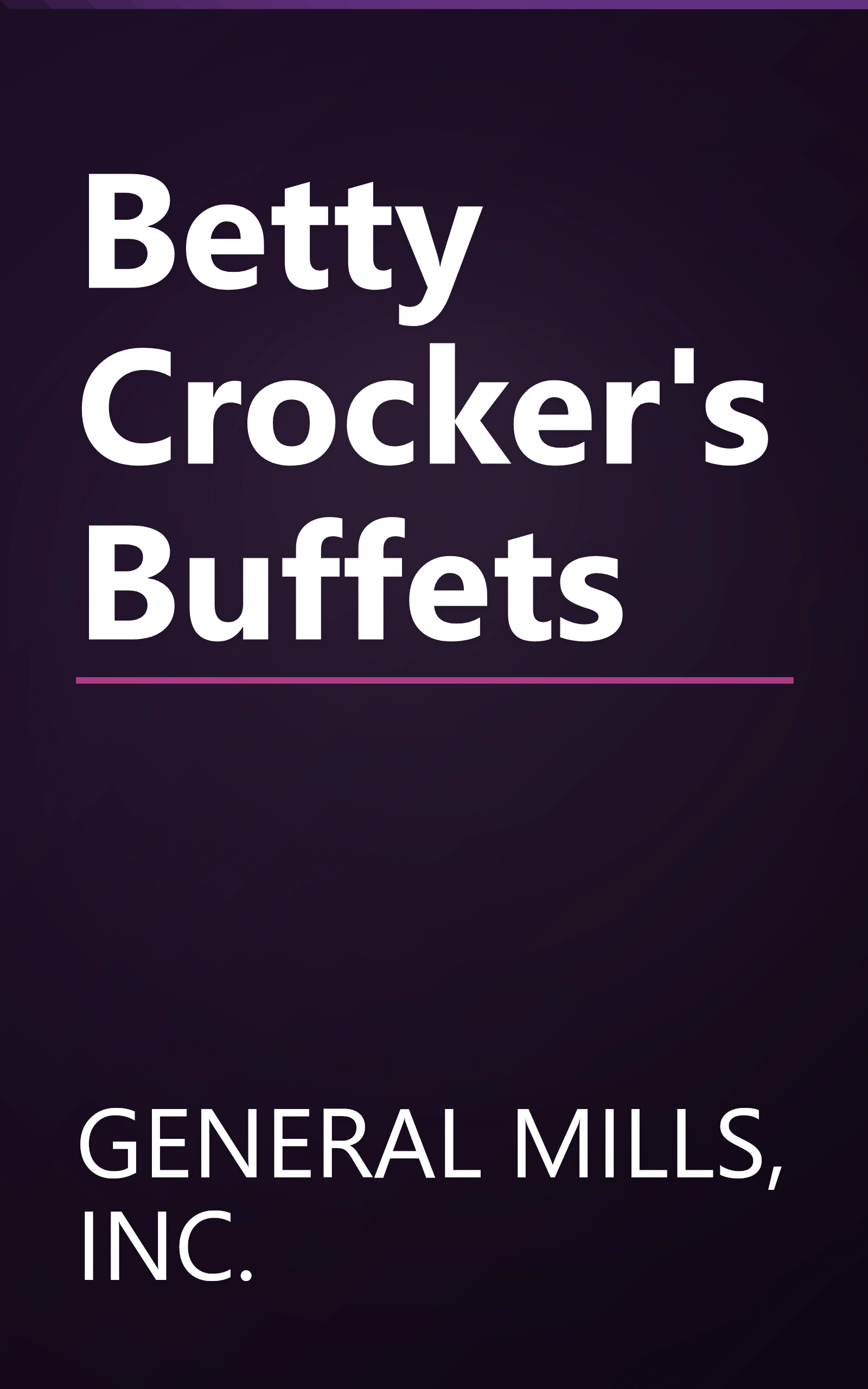 Betty Crocker's Buffets book cover