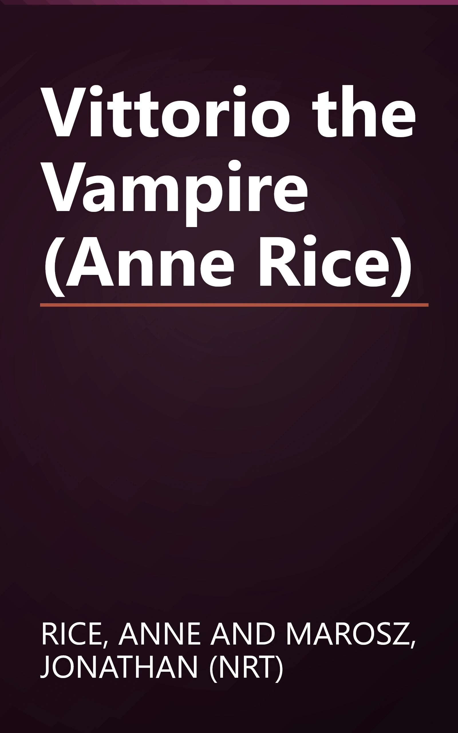 Vittorio the Vampire (Anne Rice) book cover