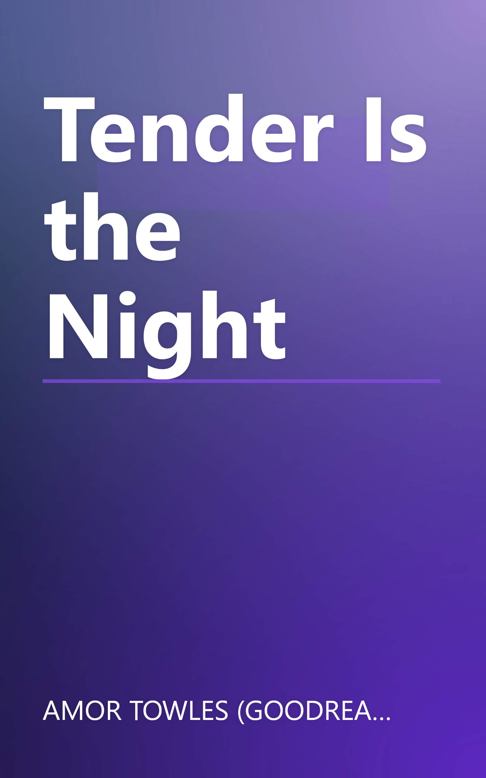 Tender Is the Night book cover