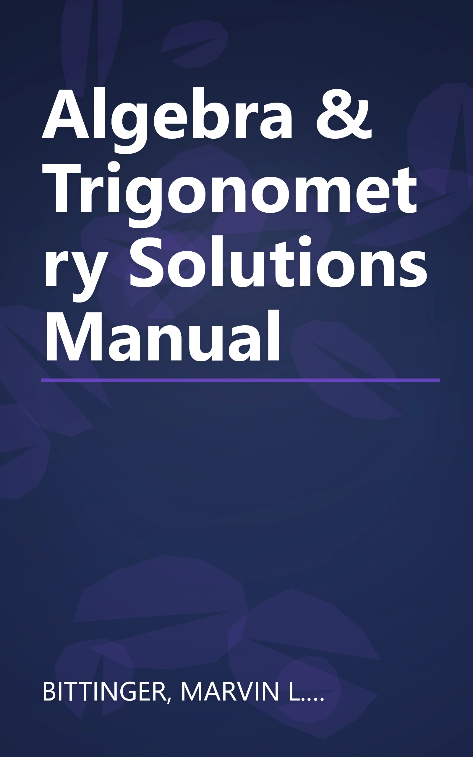 Algebra & Trigonometry Solutions Manual book cover