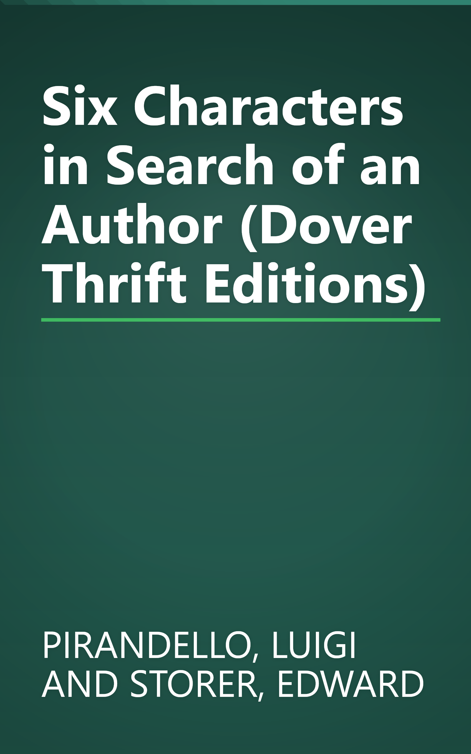 Six Characters in Search of an Author (Dover Thrift Editions) book cover