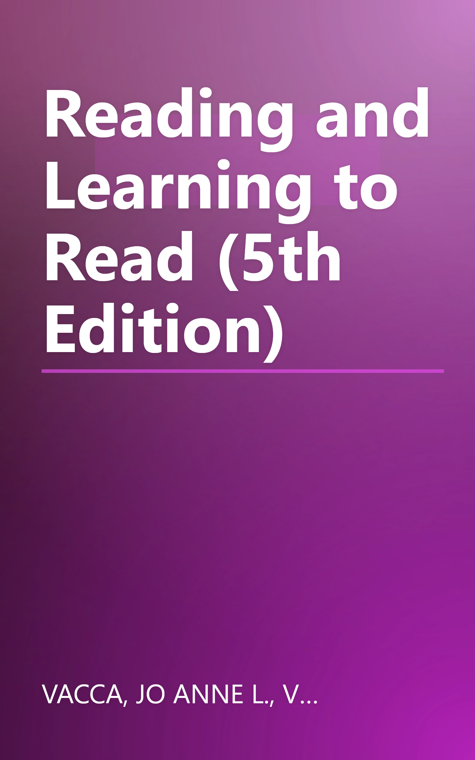 Reading and Learning to Read (5th Edition) book cover