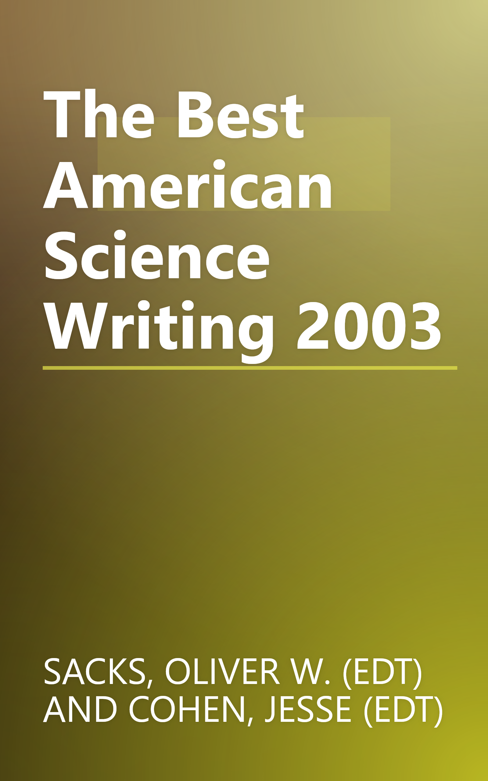 The Best American Science Writing 2003 book cover