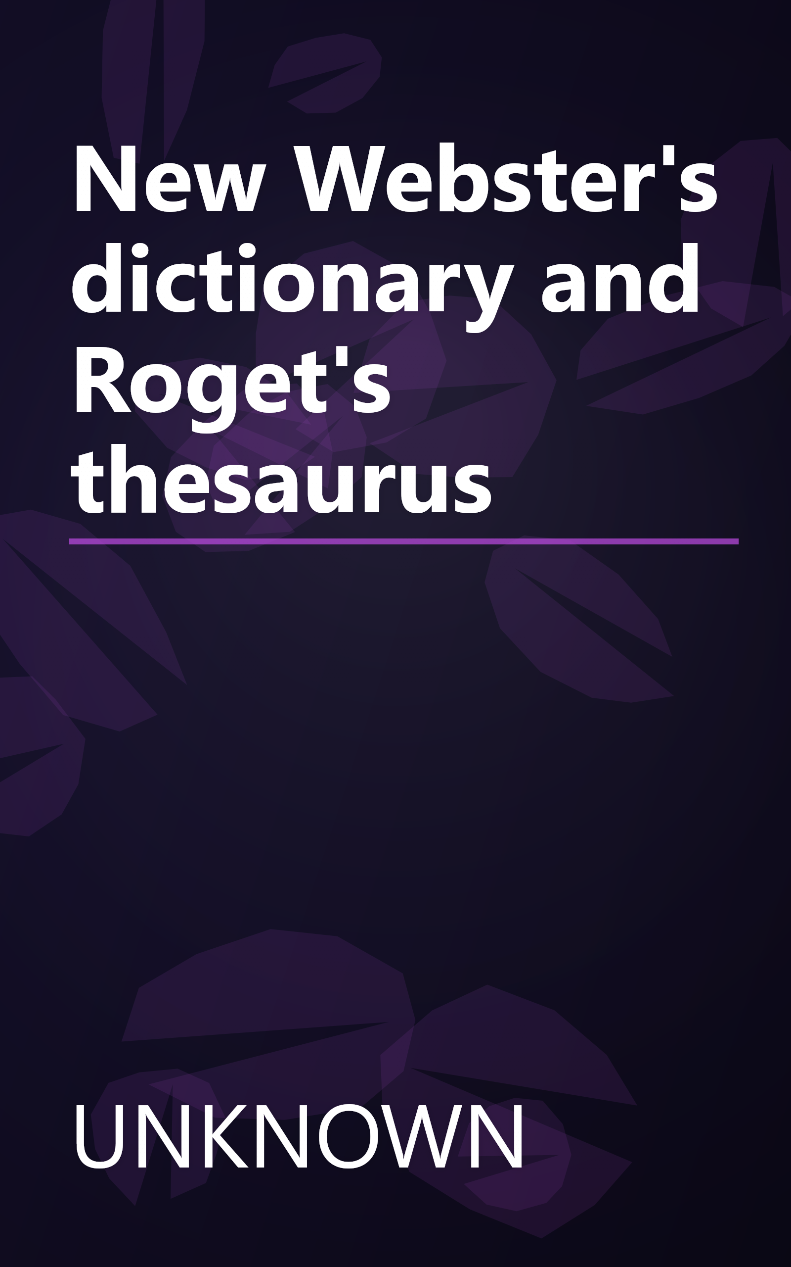 New Webster's dictionary and Roget's thesaurus book cover