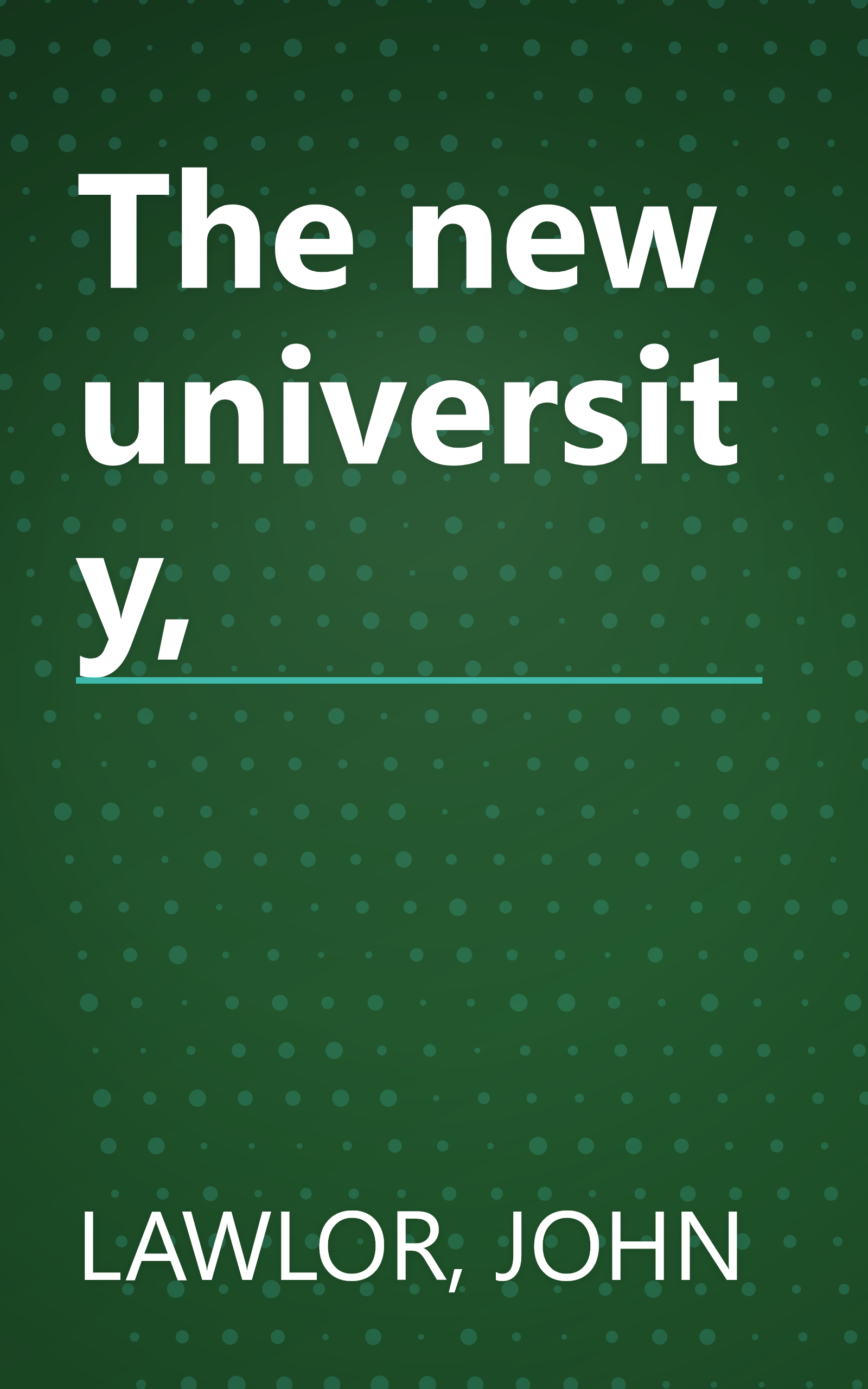The new university, book cover