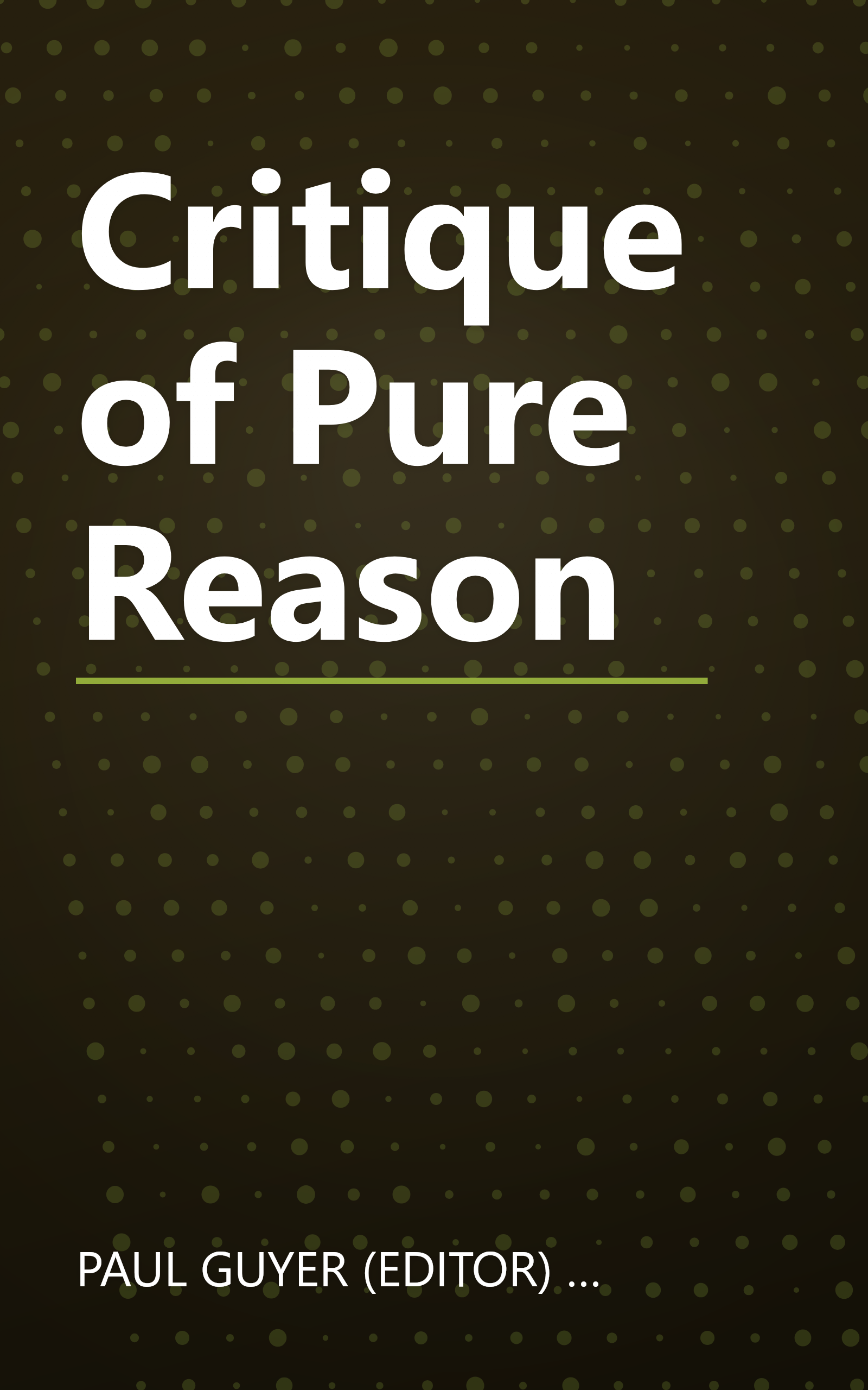 Critique of Pure Reason book cover