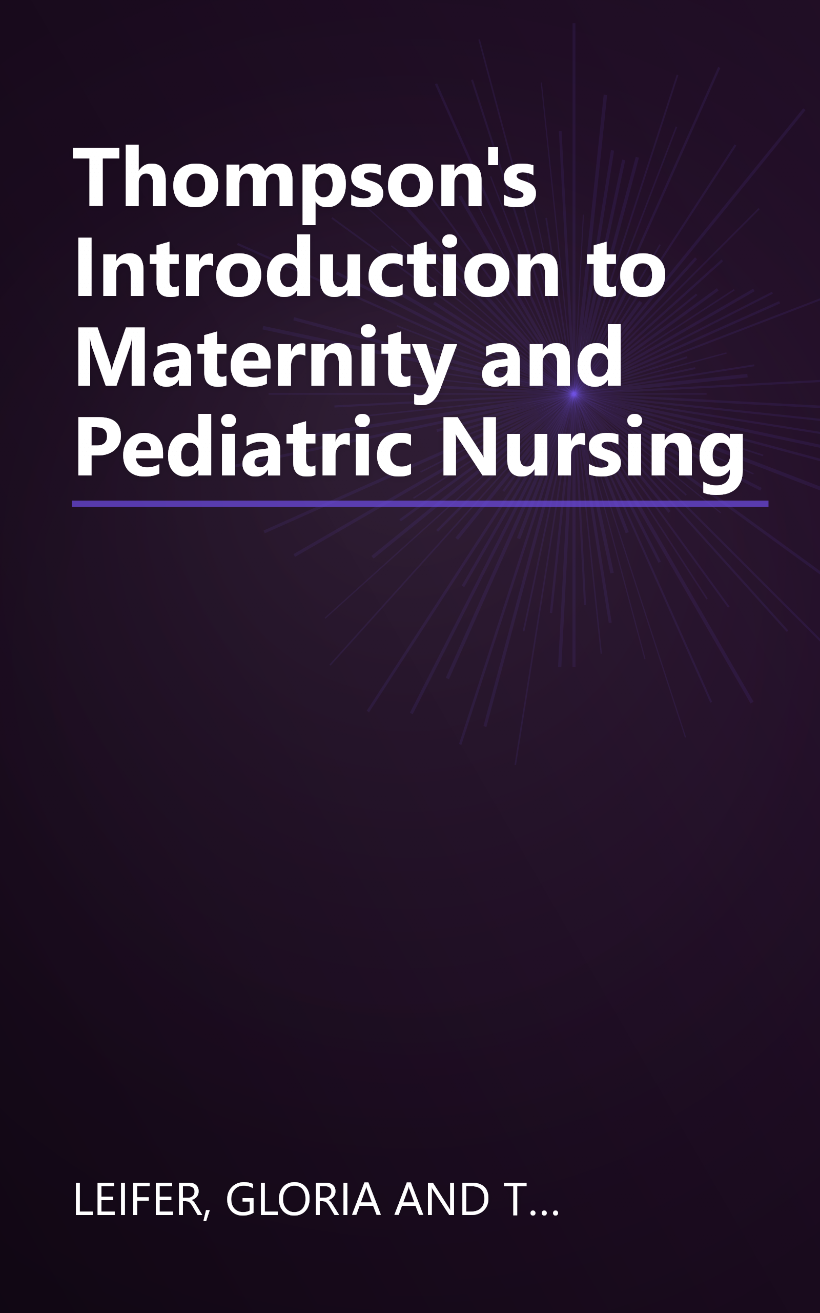 Thompson's Introduction to Maternity and Pediatric Nursing book cover
