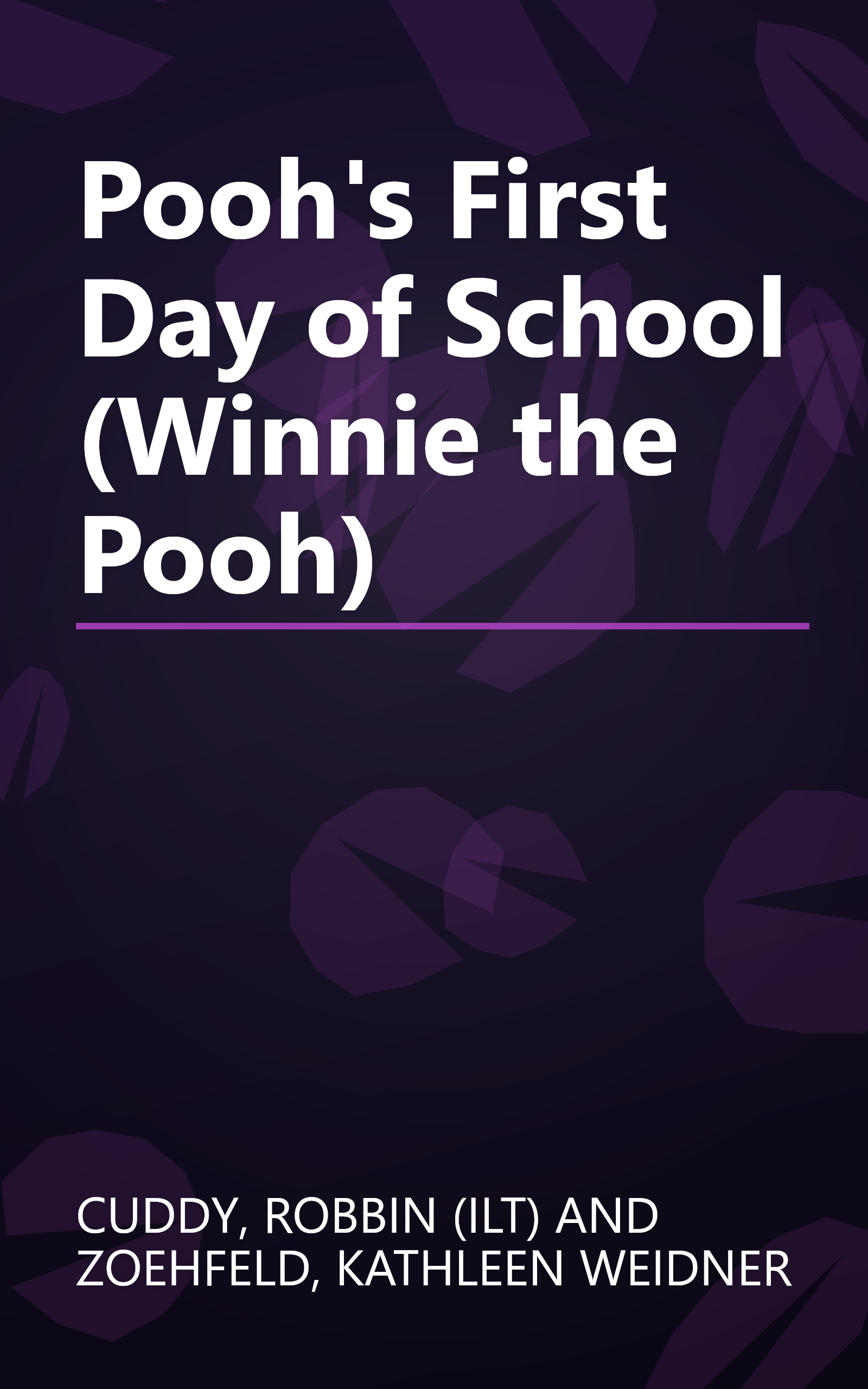 Pooh's First Day of School (Winnie the Pooh) book cover