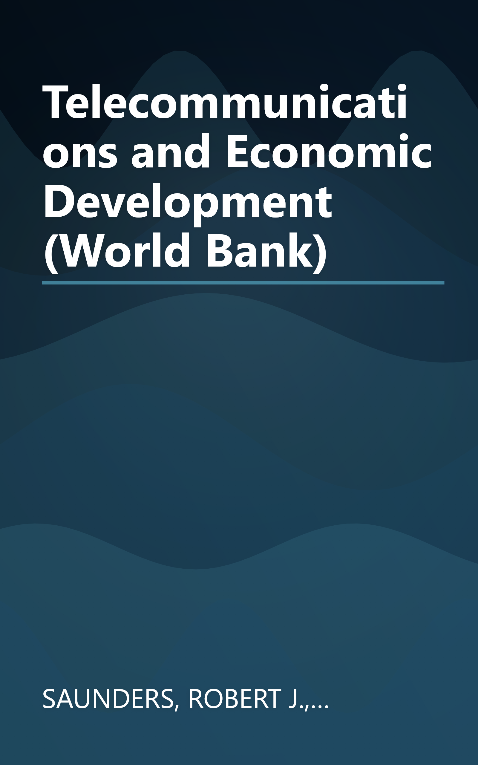 Telecommunications and Economic Development (World Bank) book cover