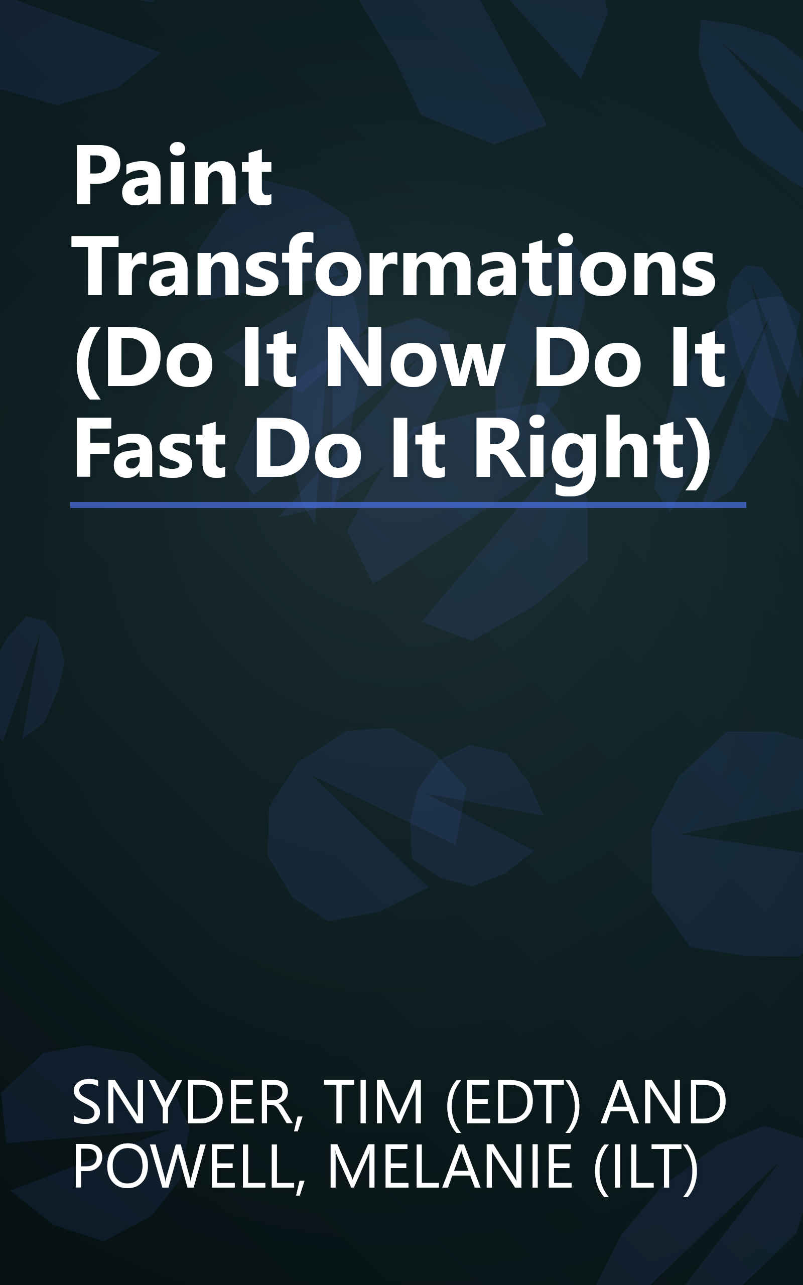 Paint Transformations (Do It Now Do It Fast Do It Right) book cover