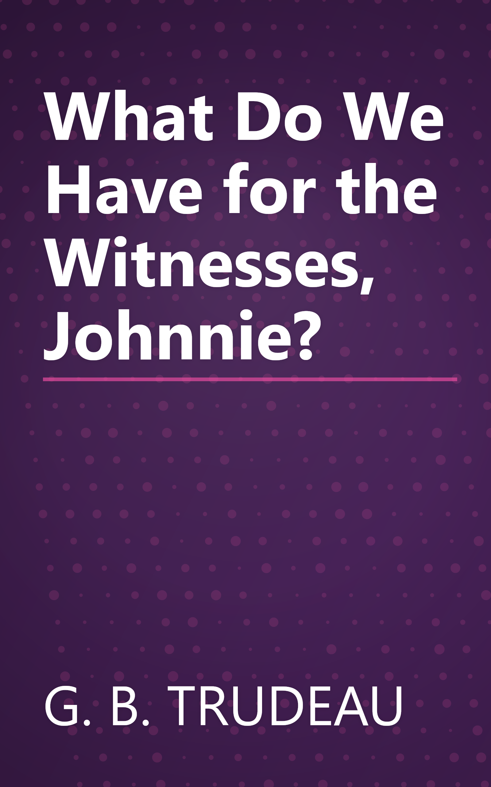 What Do We Have for the Witnesses, Johnnie? book cover