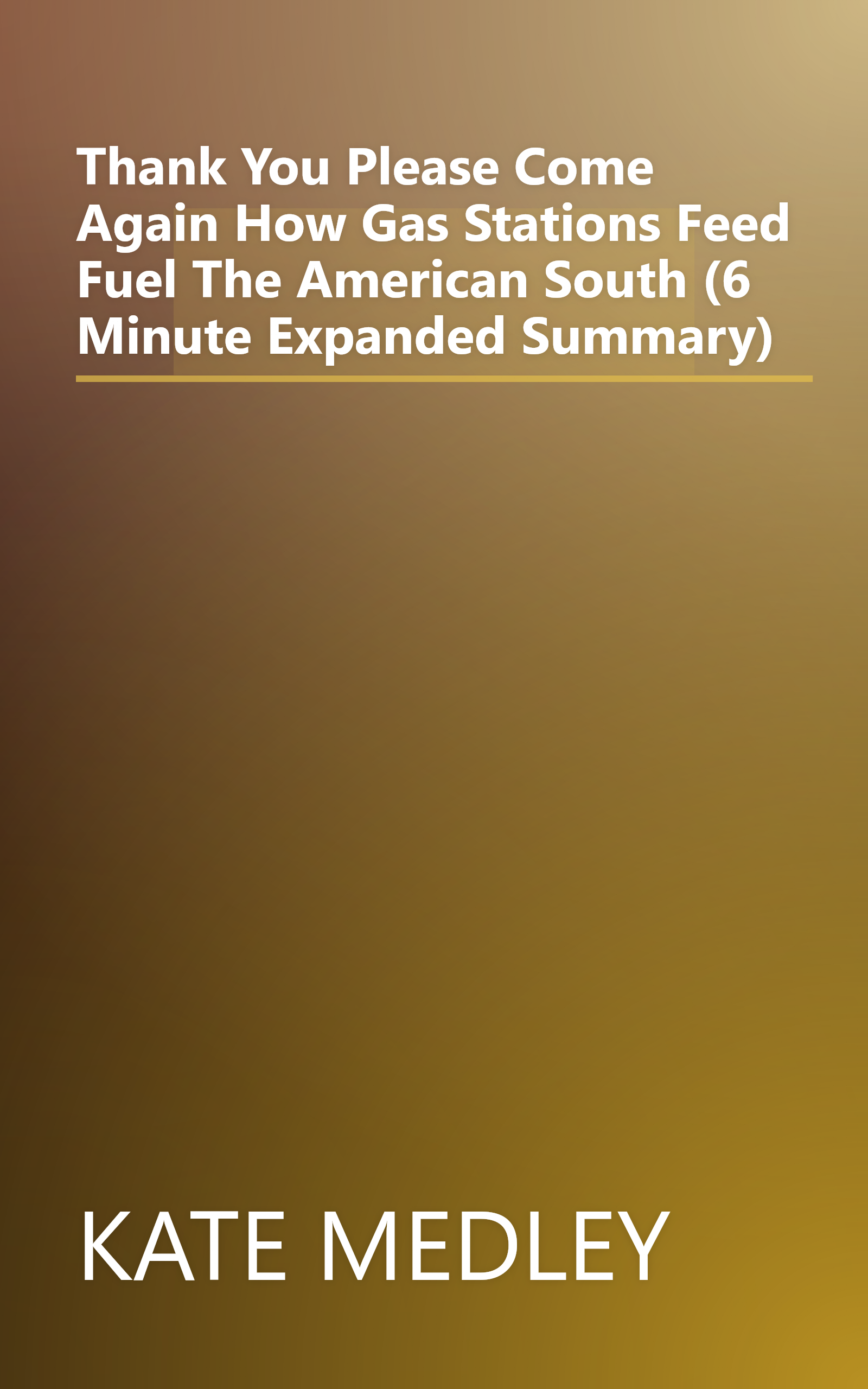Thank You Please Come Again  How Gas Stations Feed   Fuel The American South (6 Minute   Expanded Summary) book cover