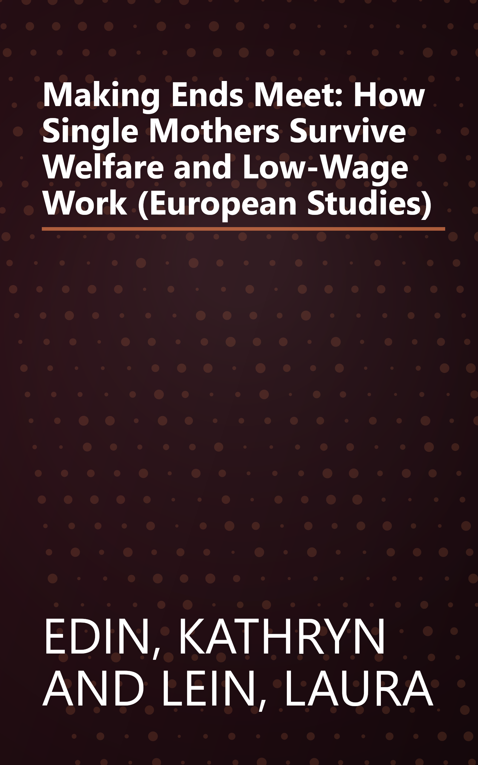 Making Ends Meet: How Single Mothers Survive Welfare and Low-Wage Work (European Studies) book cover