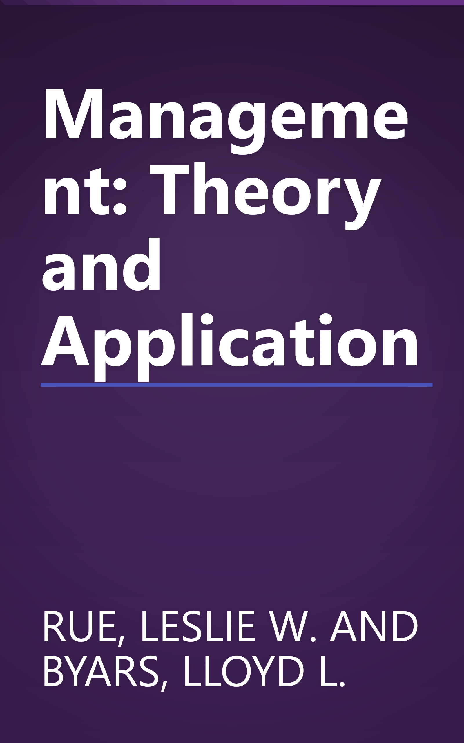 Management: Theory and Application book cover