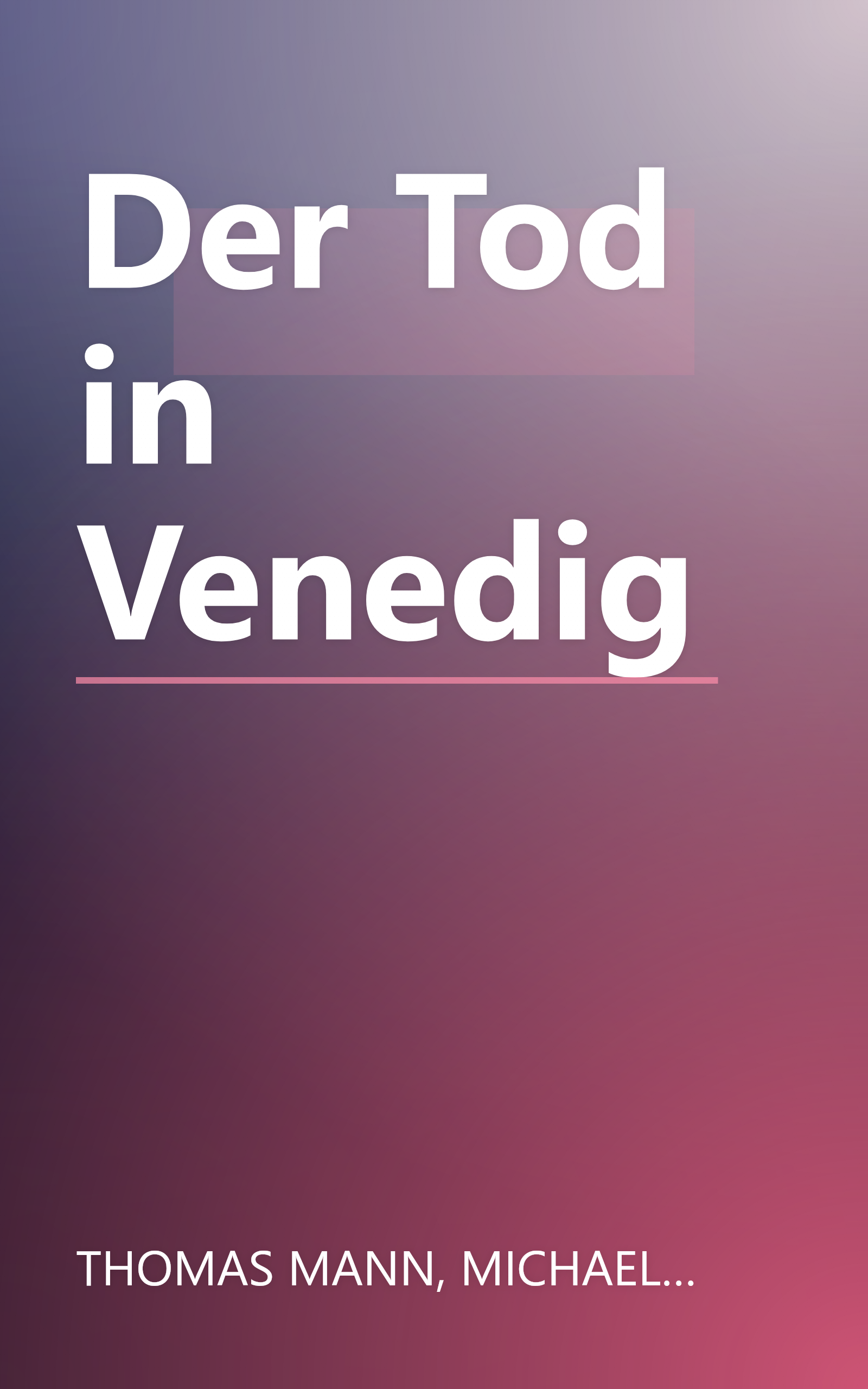 Der Tod in Venedig book cover