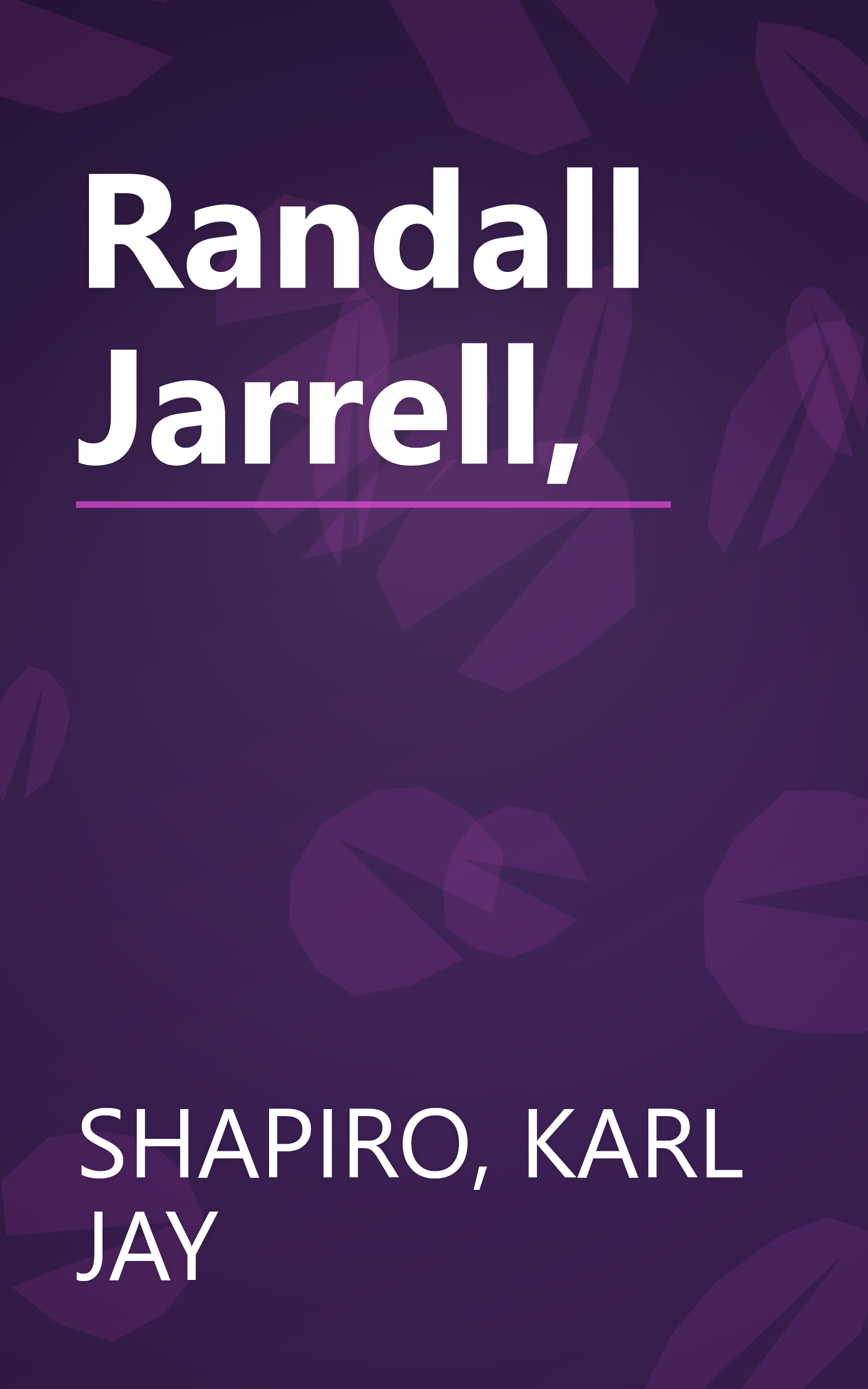 Randall Jarrell, book cover