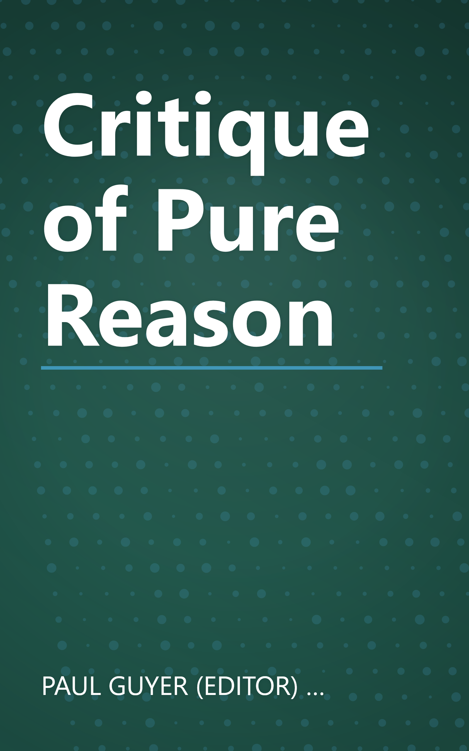 Critique of Pure Reason book cover