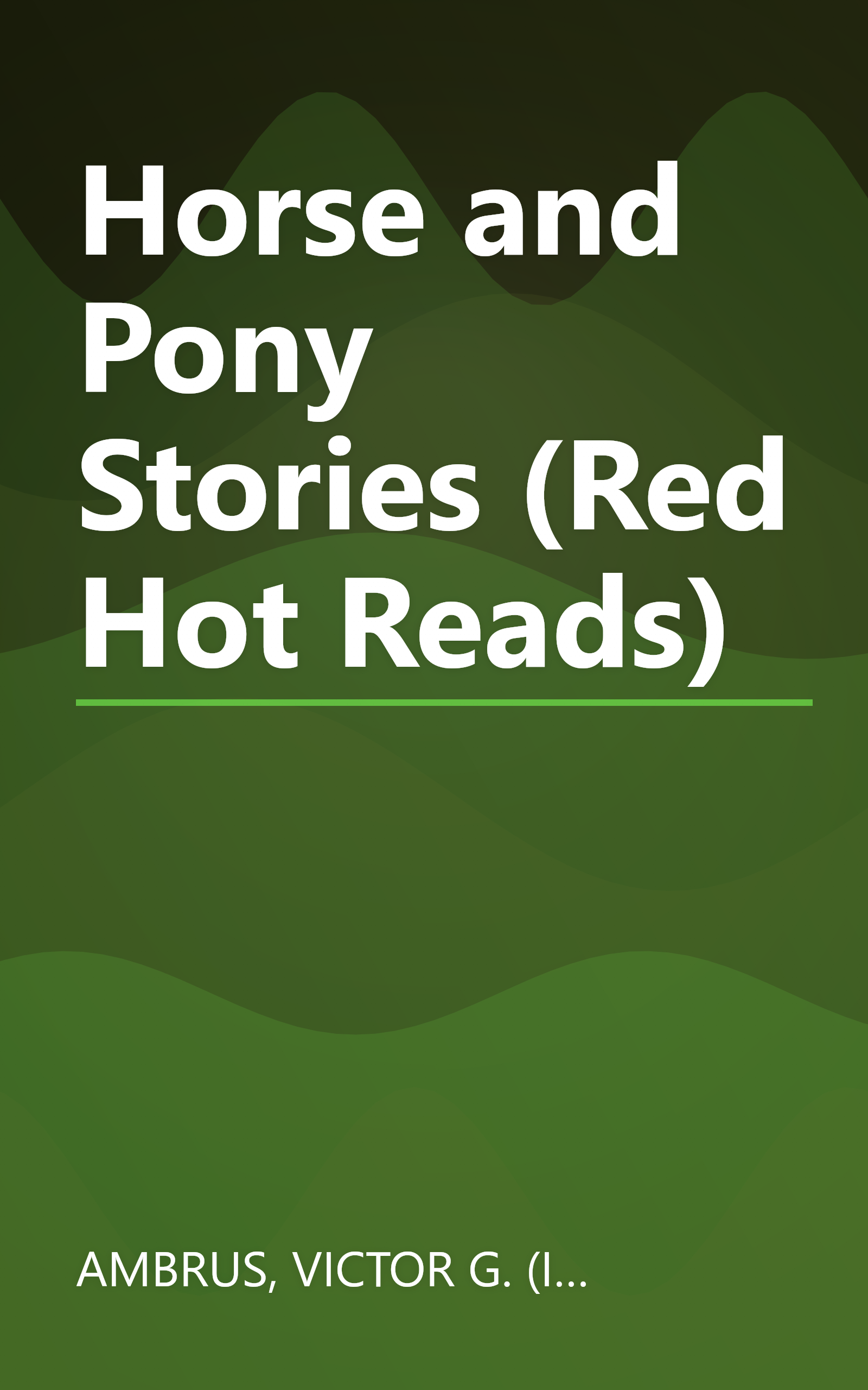 Horse and Pony Stories (Red Hot Reads) book cover