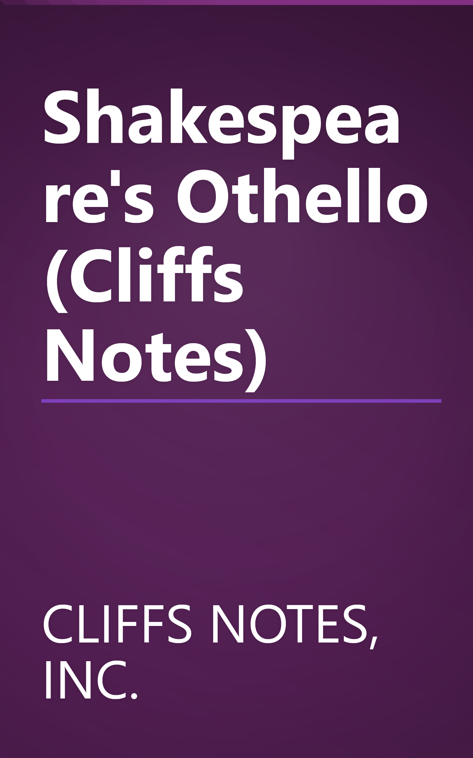 Shakespeare's Othello (Cliffs Notes) book cover