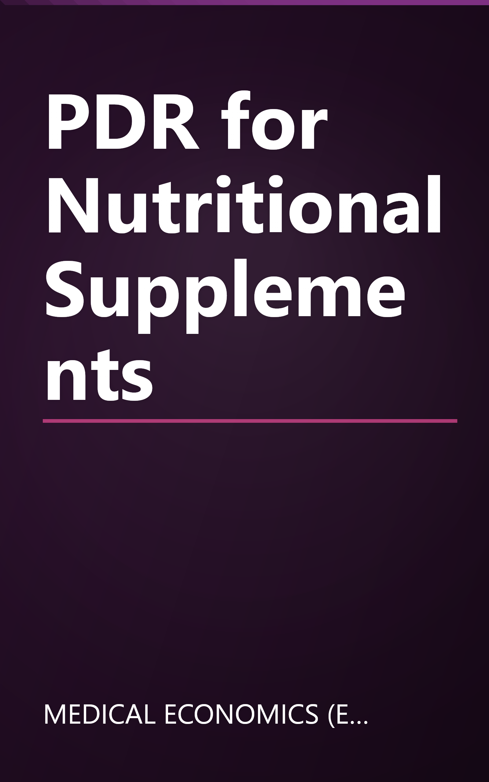 PDR for Nutritional Supplements book cover