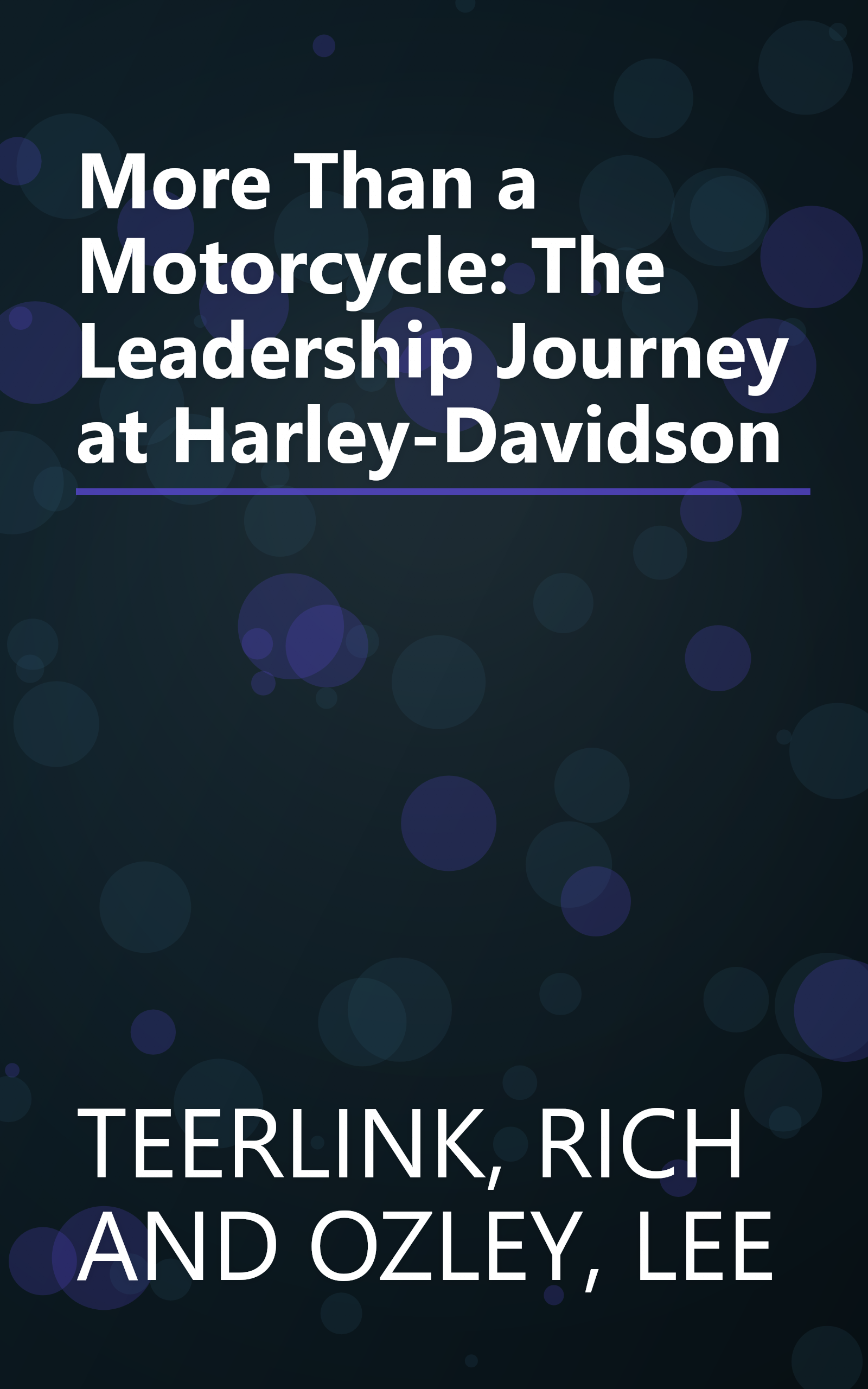 More Than a Motorcycle: The Leadership Journey at Harley-Davidson book cover