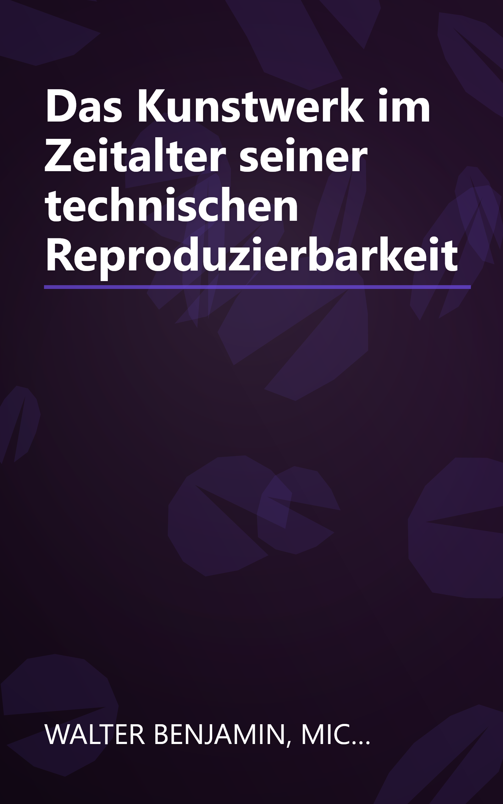 Das Kunstwerk im Zeitalter seiner technischen Reproduzierbarkeit book cover