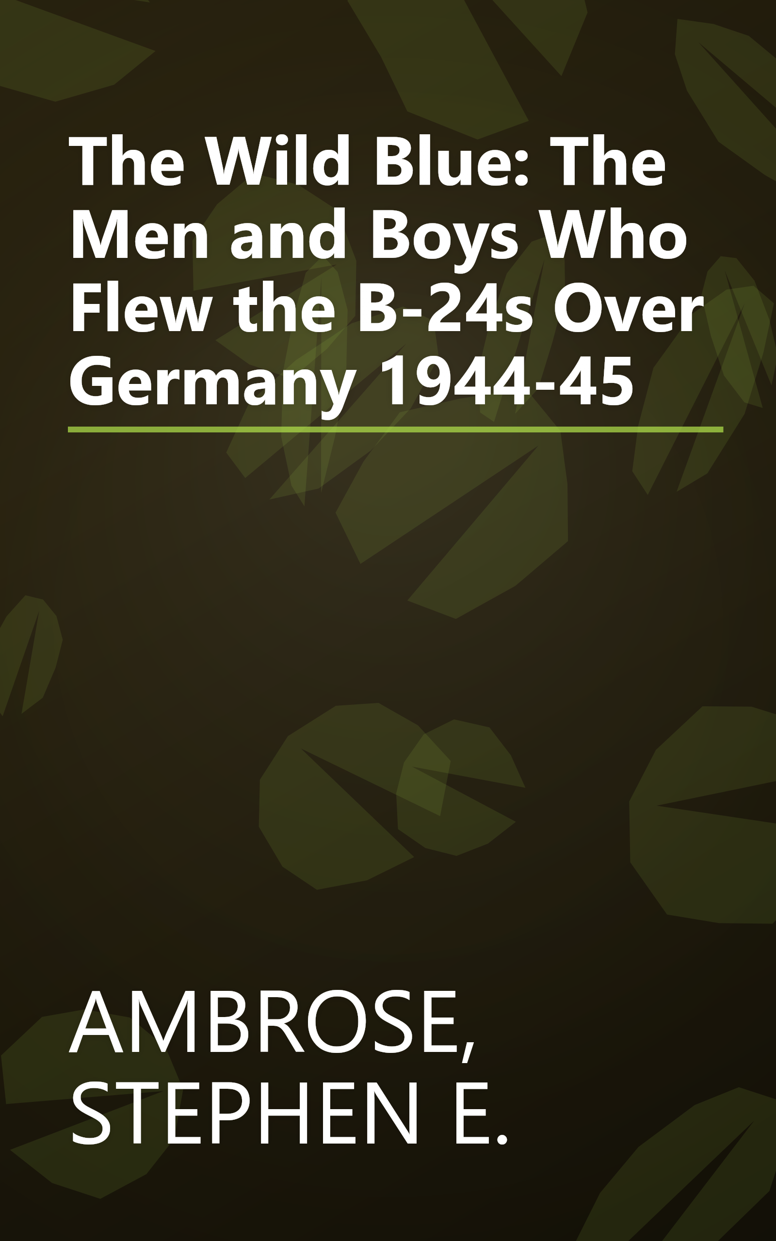 The Wild Blue: The Men and Boys Who Flew the B-24s Over Germany 1944-45 book cover