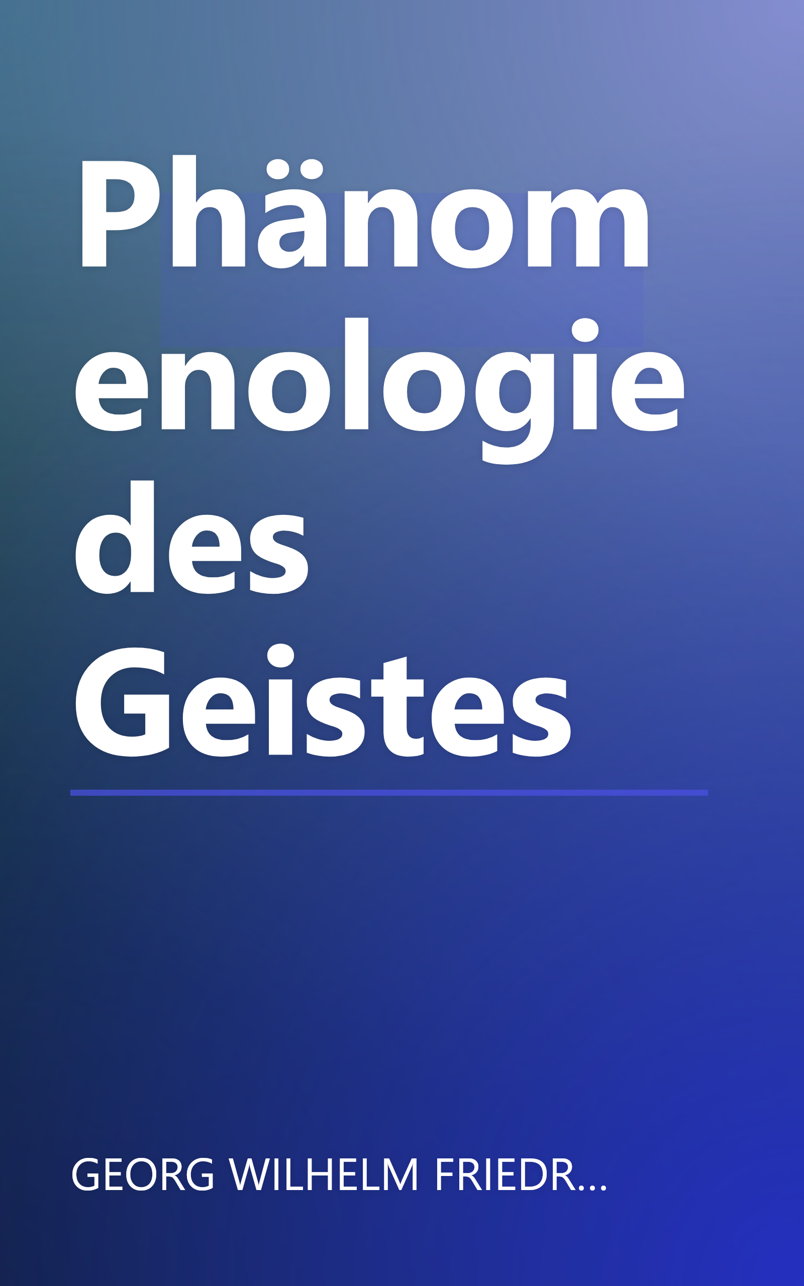 Phänomenologie des Geistes book cover