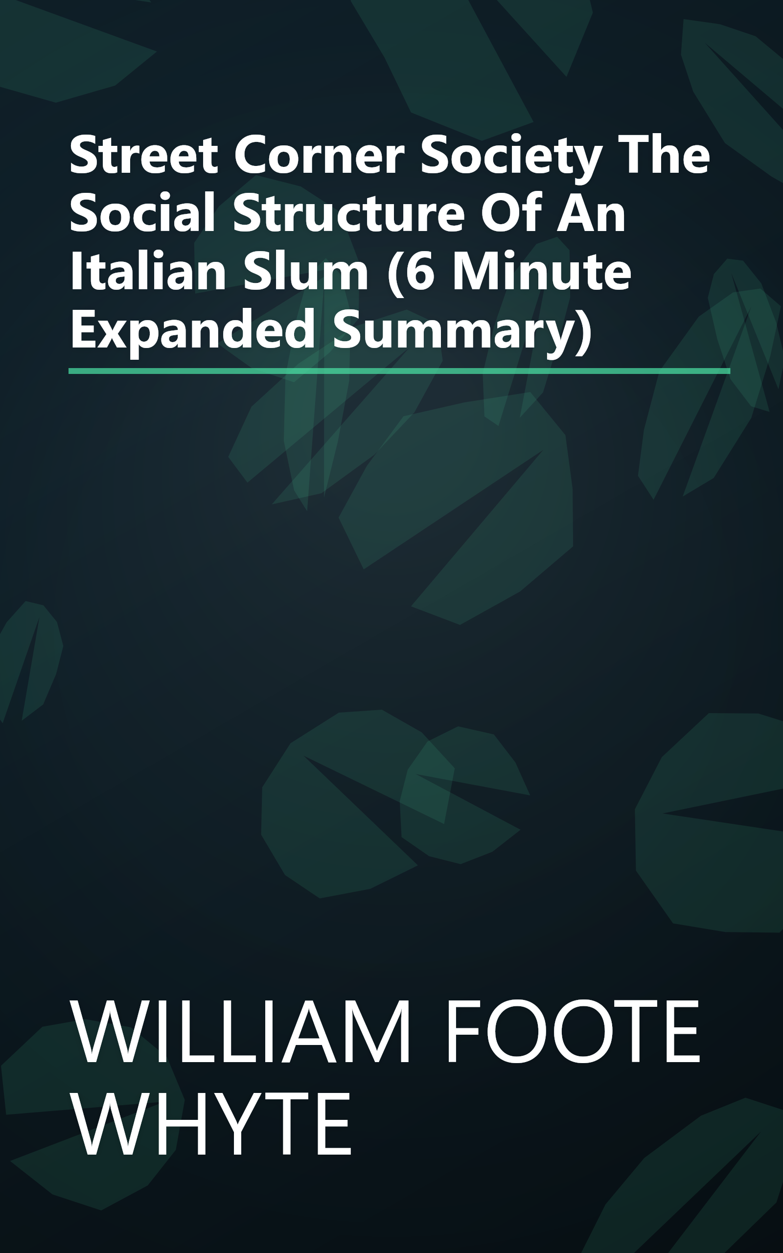 Street Corner Society  The Social Structure Of An Italian Slum (6 Minute   Expanded Summary) book cover