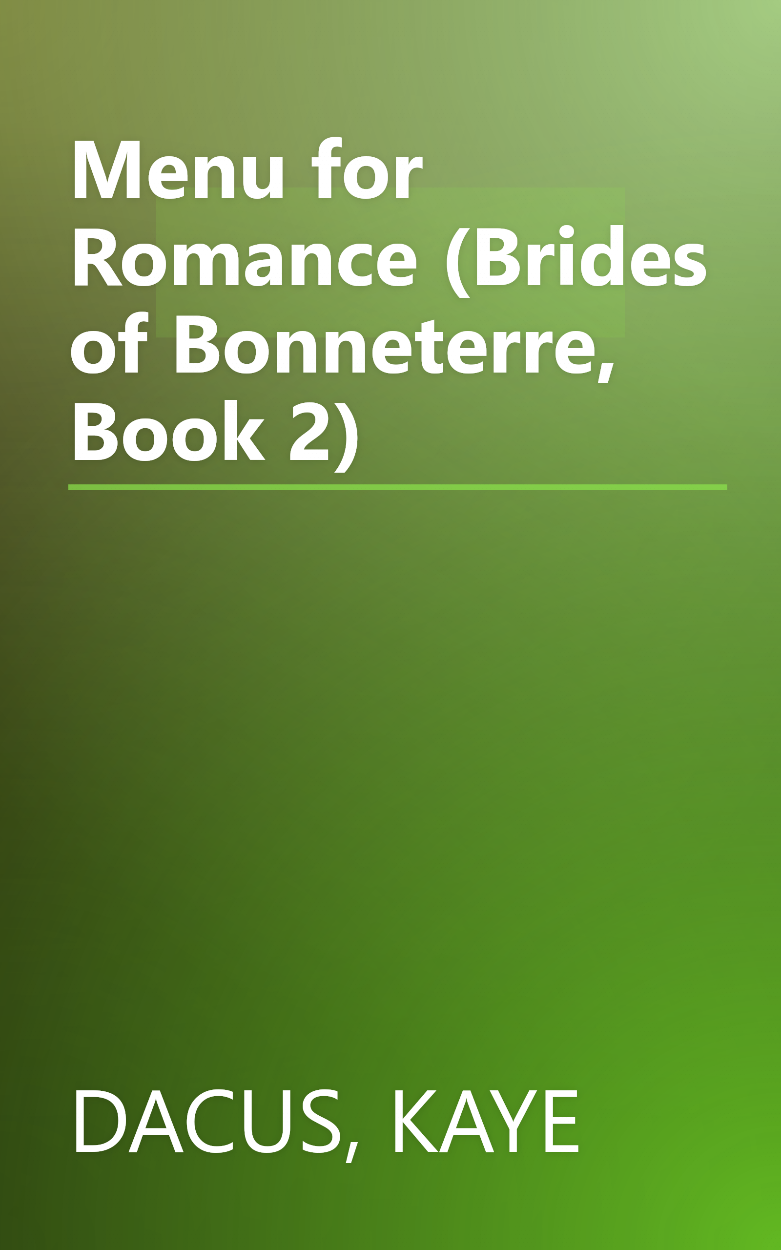 Menu for Romance (Brides of Bonneterre, Book 2) book cover