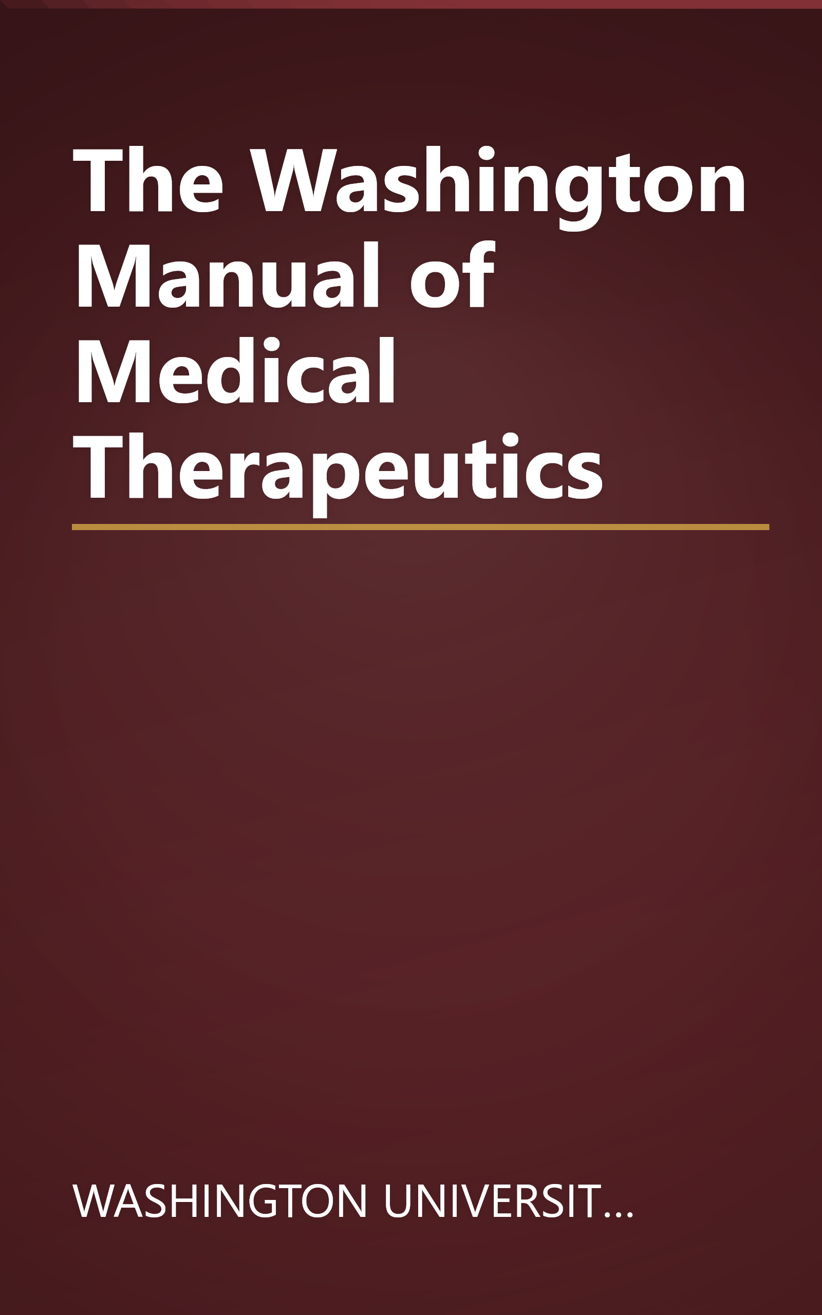 The Washington Manual of Medical Therapeutics book cover