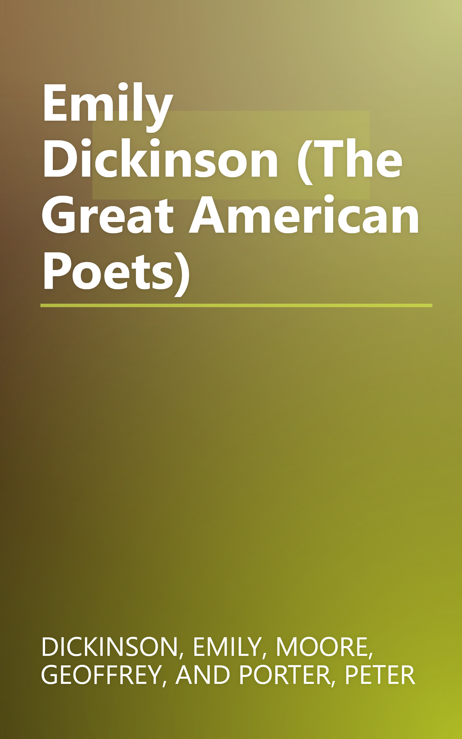 Emily Dickinson (The Great American Poets) book cover