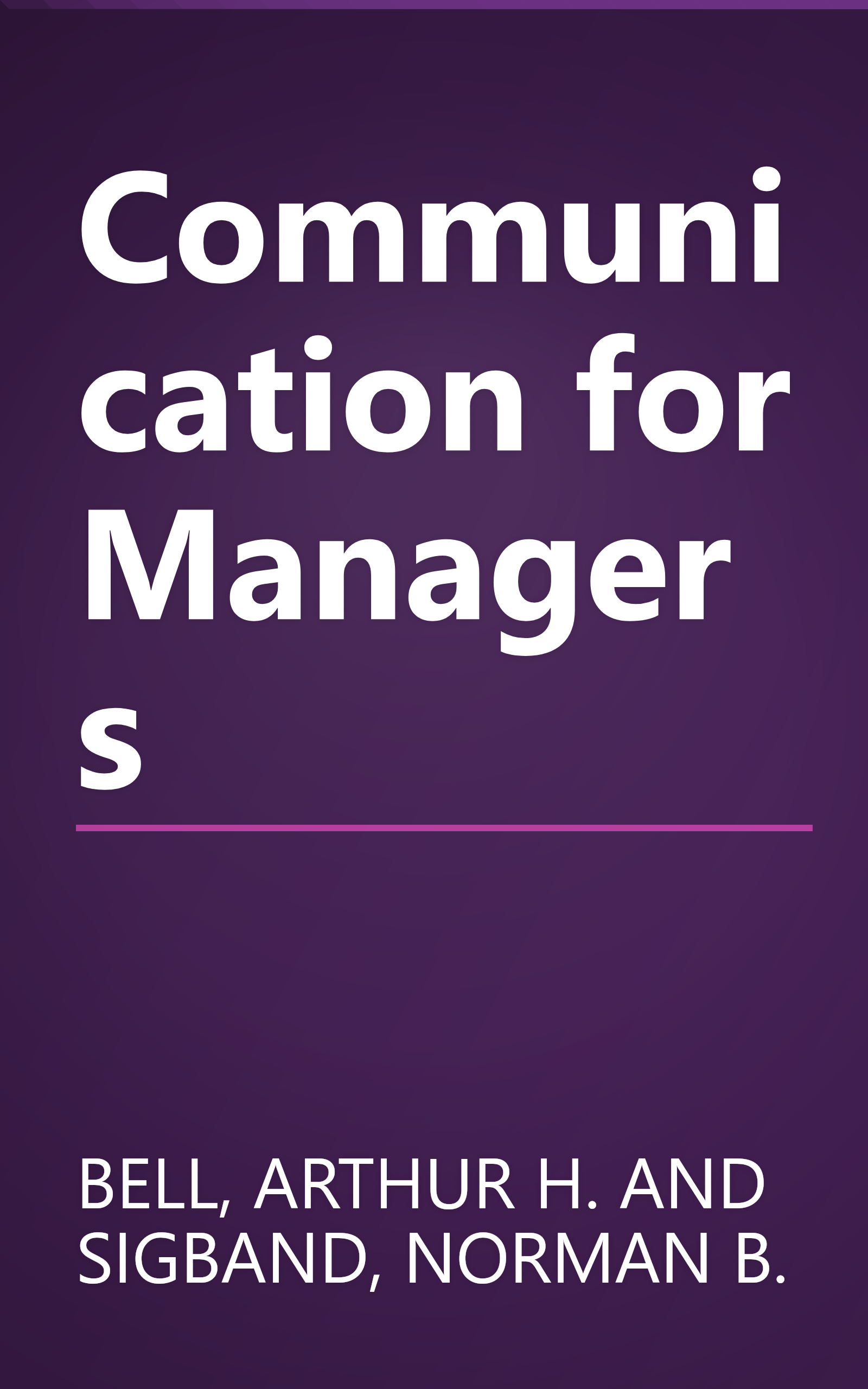 Communication for Managers book cover